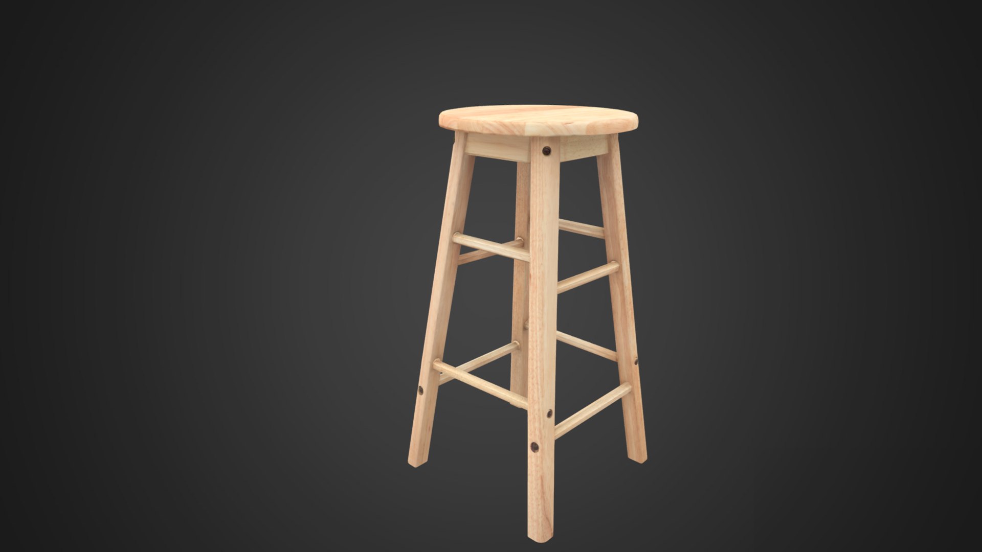 3D Game Ready High Wood Stool - TurboSquid 2020647
