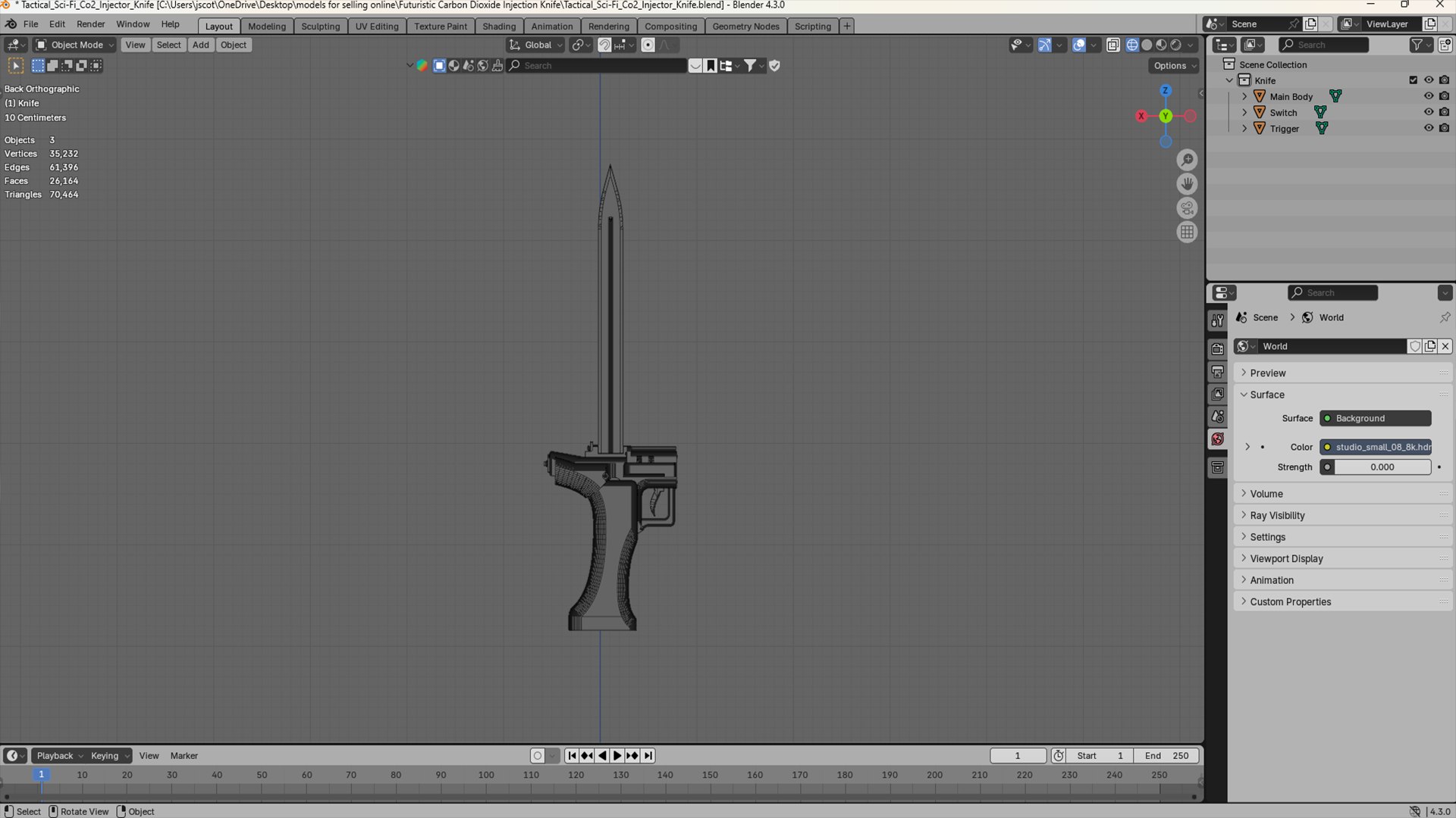 Tactical Sci-Fi Co2 Injector Knife 3D Model - TurboSquid 2318045