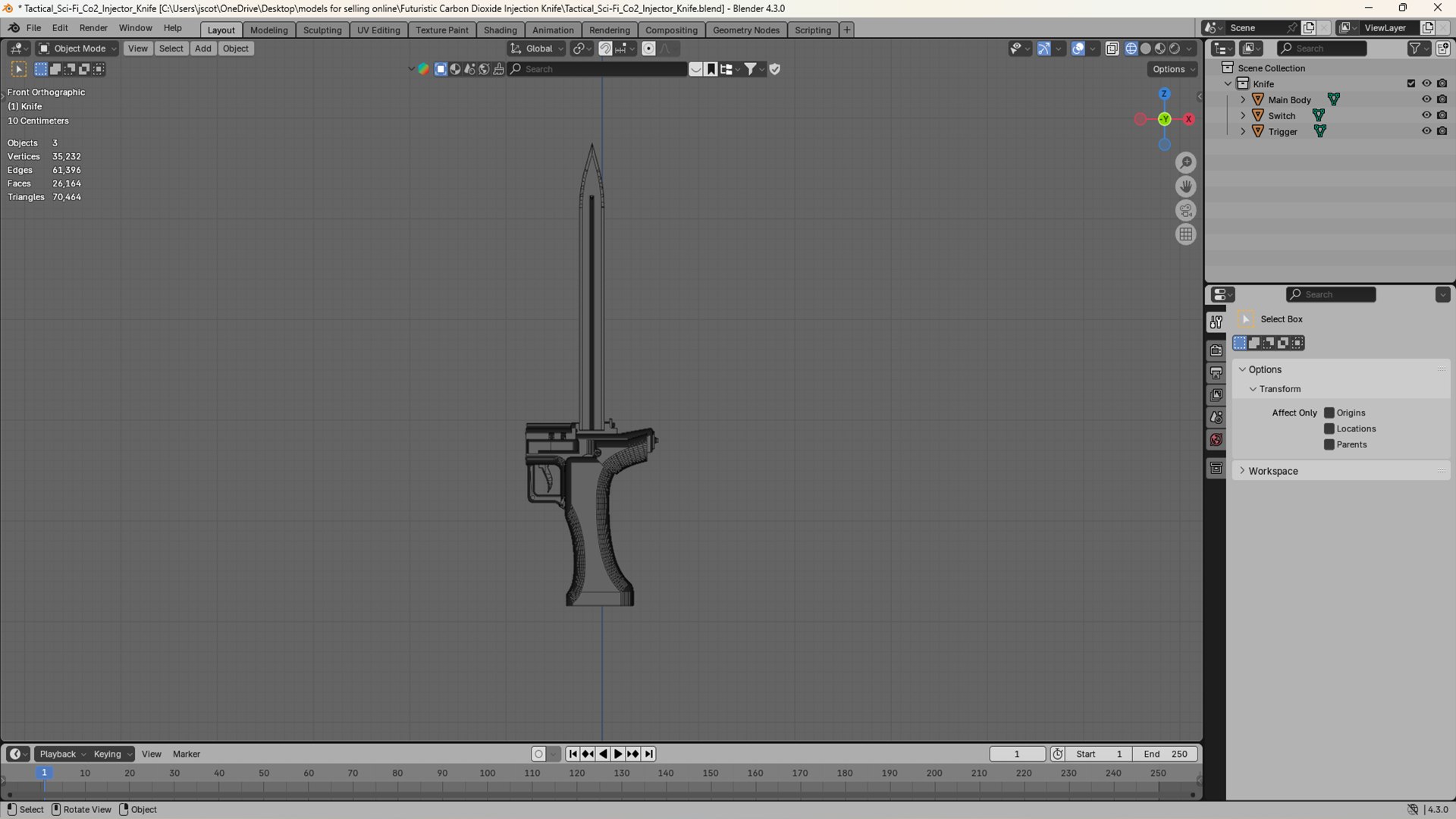 Tactical Sci-Fi Co2 Injector Knife 3D Model - TurboSquid 2318045