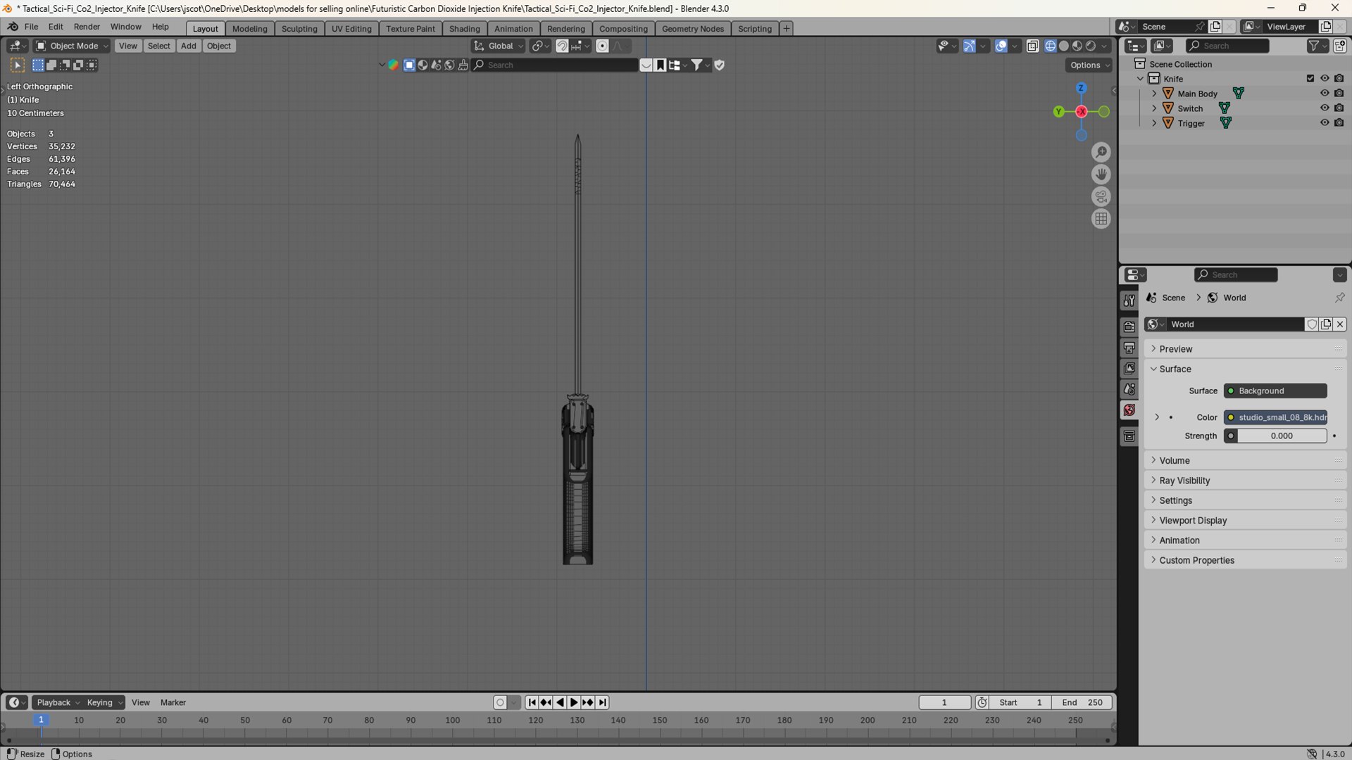Tactical Sci-Fi Co2 Injector Knife 3D Model - TurboSquid 2318045