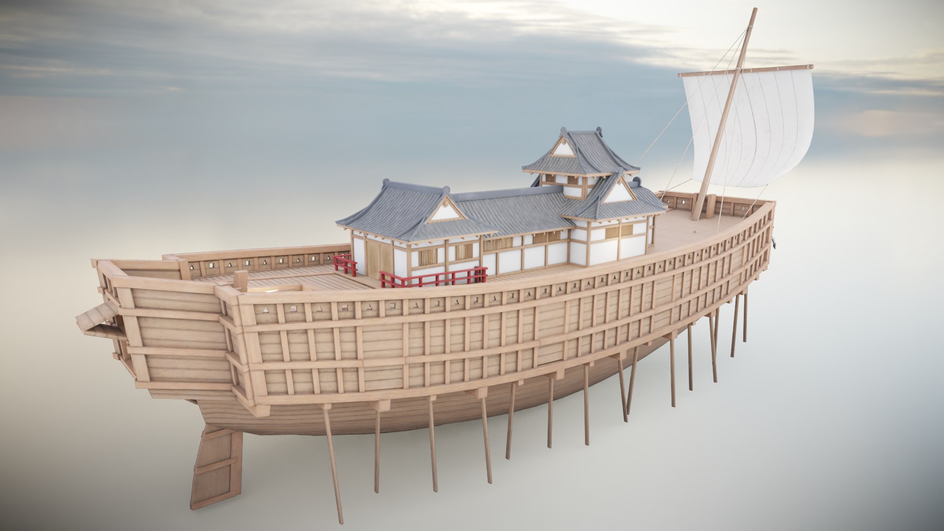 3D Atakebune - Japanese Warship - TurboSquid 2211482