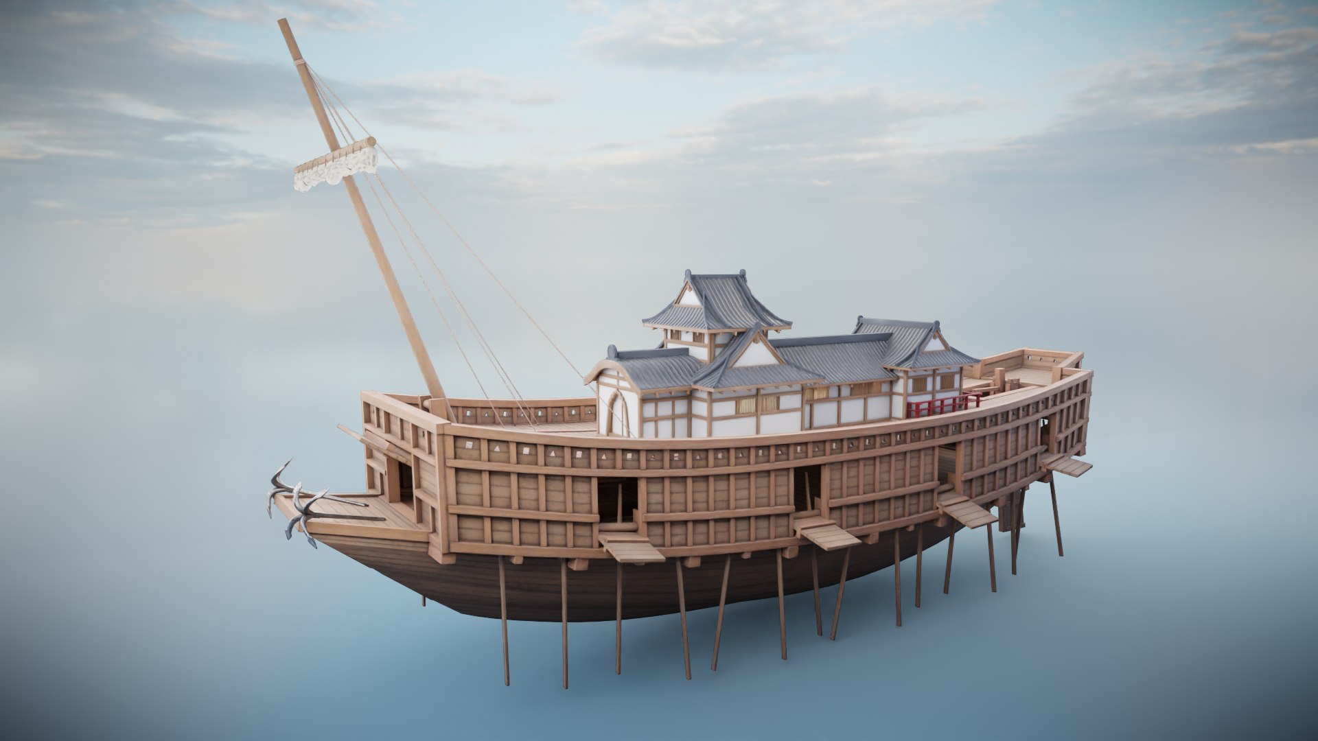 3D Atakebune - Japanese Warship - TurboSquid 2211482