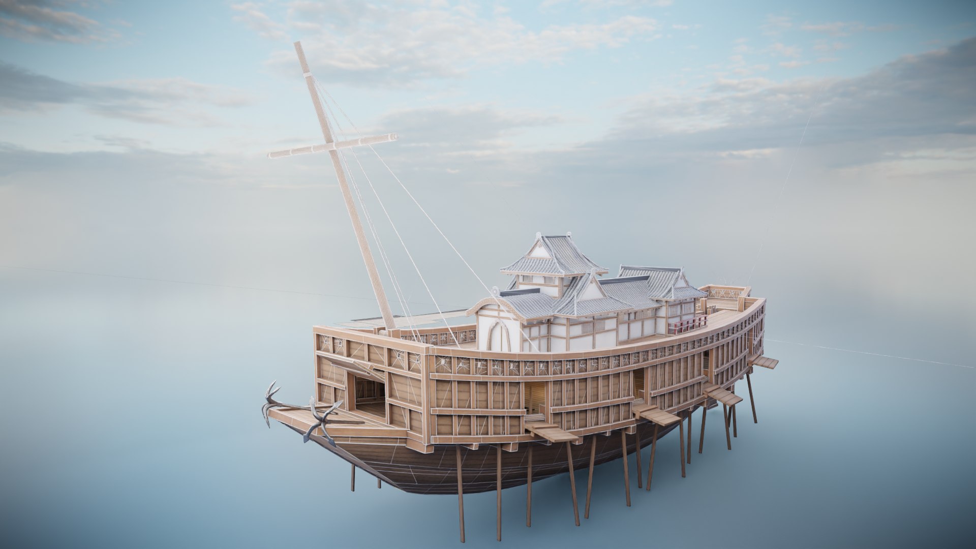 3D Atakebune - Japanese Warship - TurboSquid 2211482