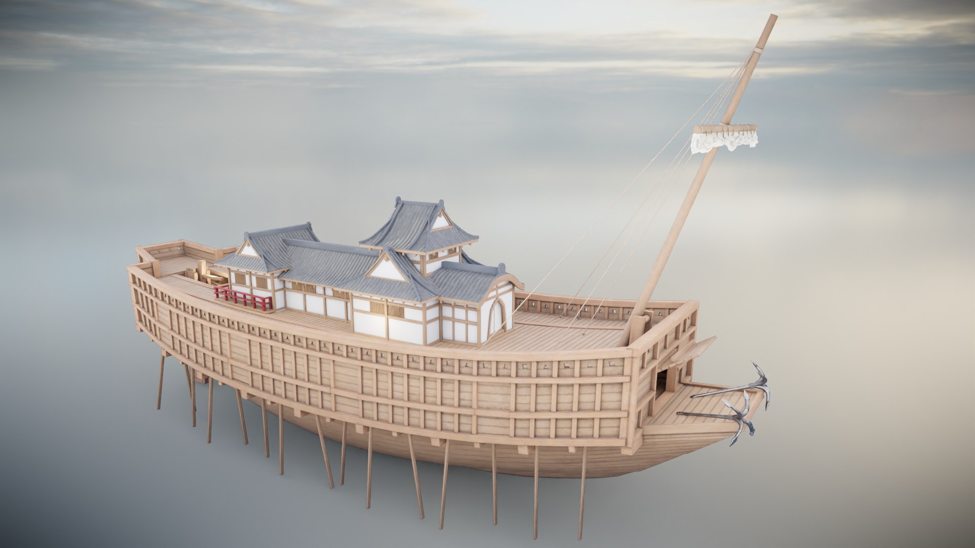 3D Atakebune - Japanese Warship - TurboSquid 2211482