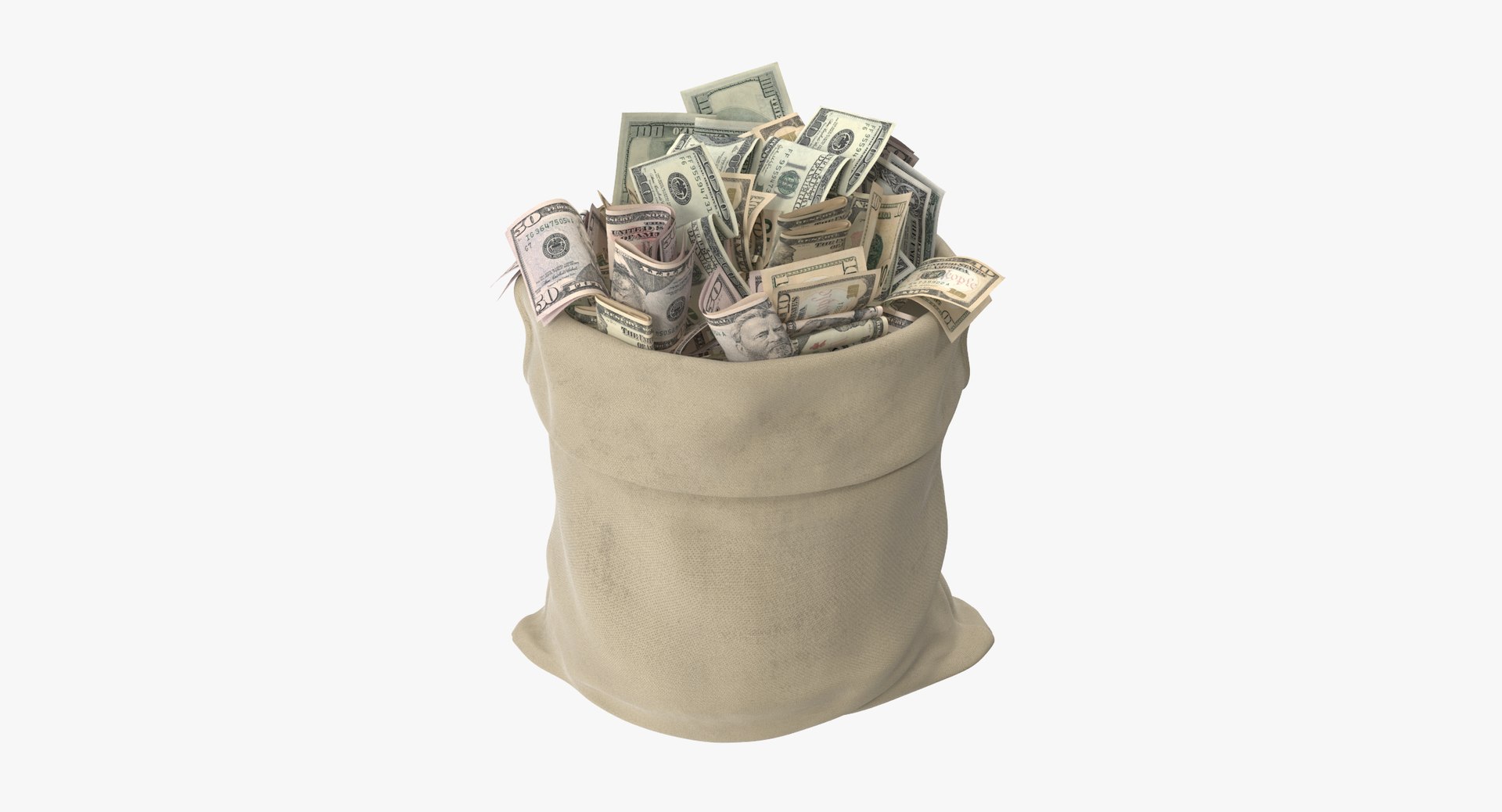 3d model open money bag 01