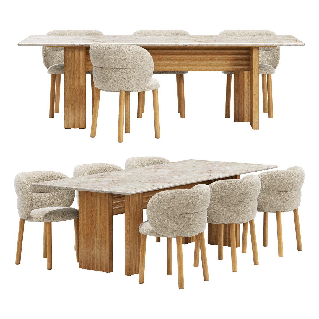 Moroso Dining Set Get Lucky Chair-rows Table 240x100 3D Model ...