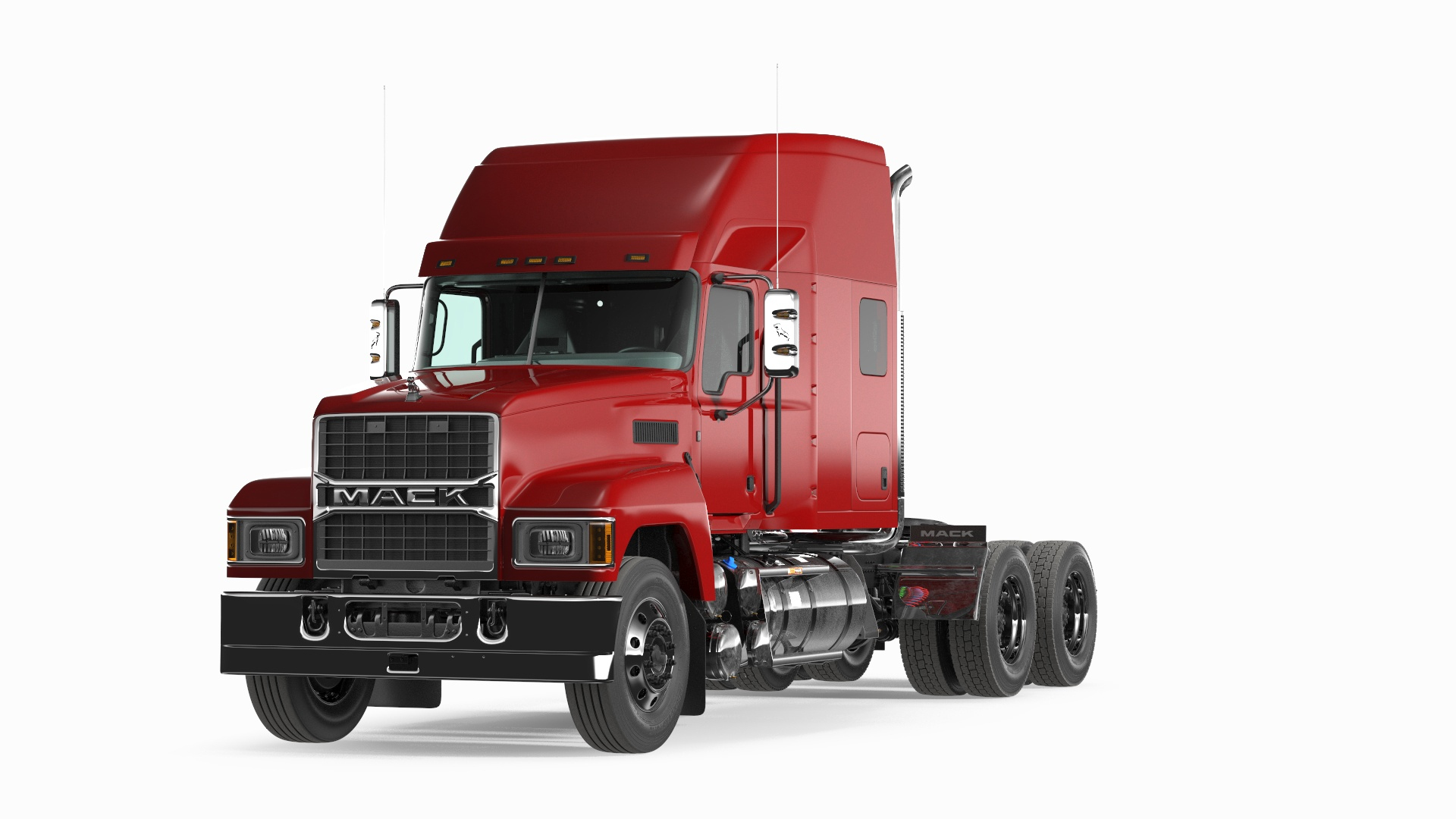 3D Mack 2025 Pinnacle Day Cab Red Rigged For Cinema 4D Model ...