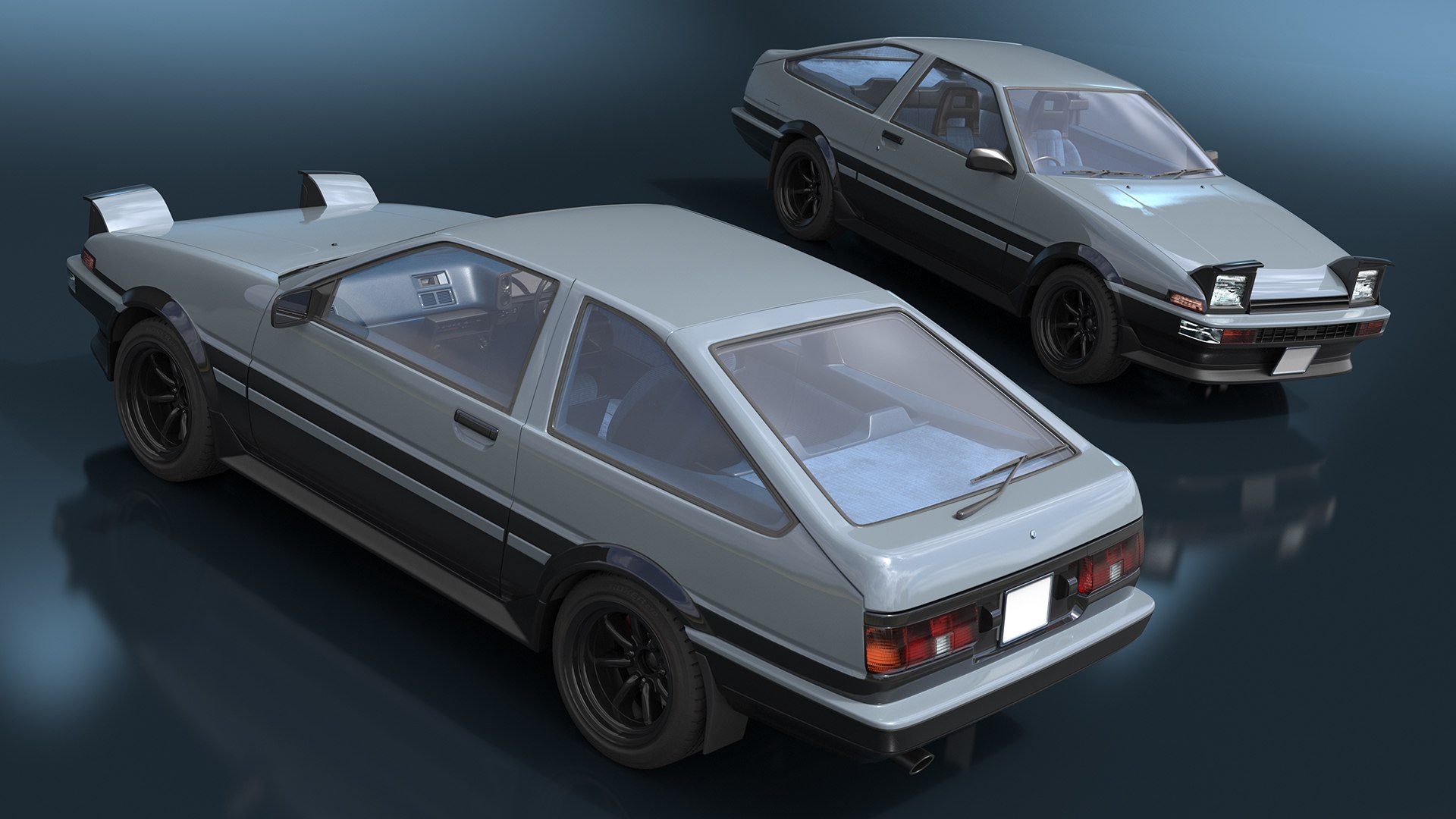 3D Model Retro Sport Hatchback 1980s Grey Simplified - TurboSquid 2413152