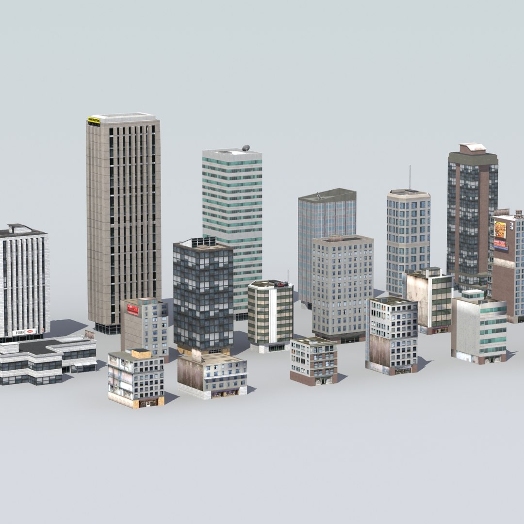 20 City Buildings Skyscrapers 3d 3ds