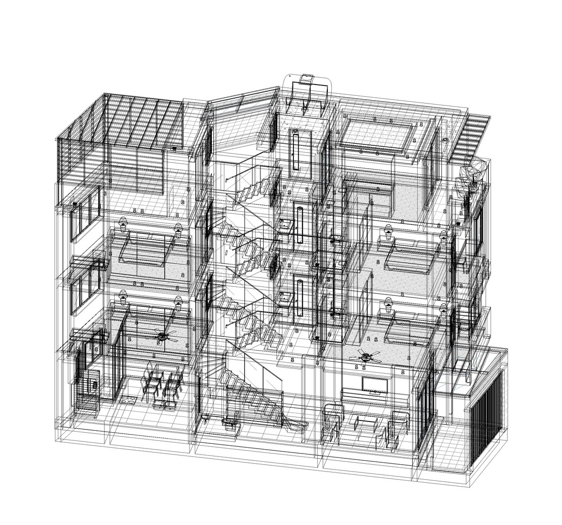 Split House 3x16m 3D Model - TurboSquid 2160305