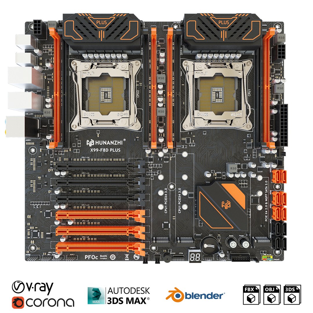 3D X99-F8D PLUS Huananzhi Motherboard - TurboSquid 2199448