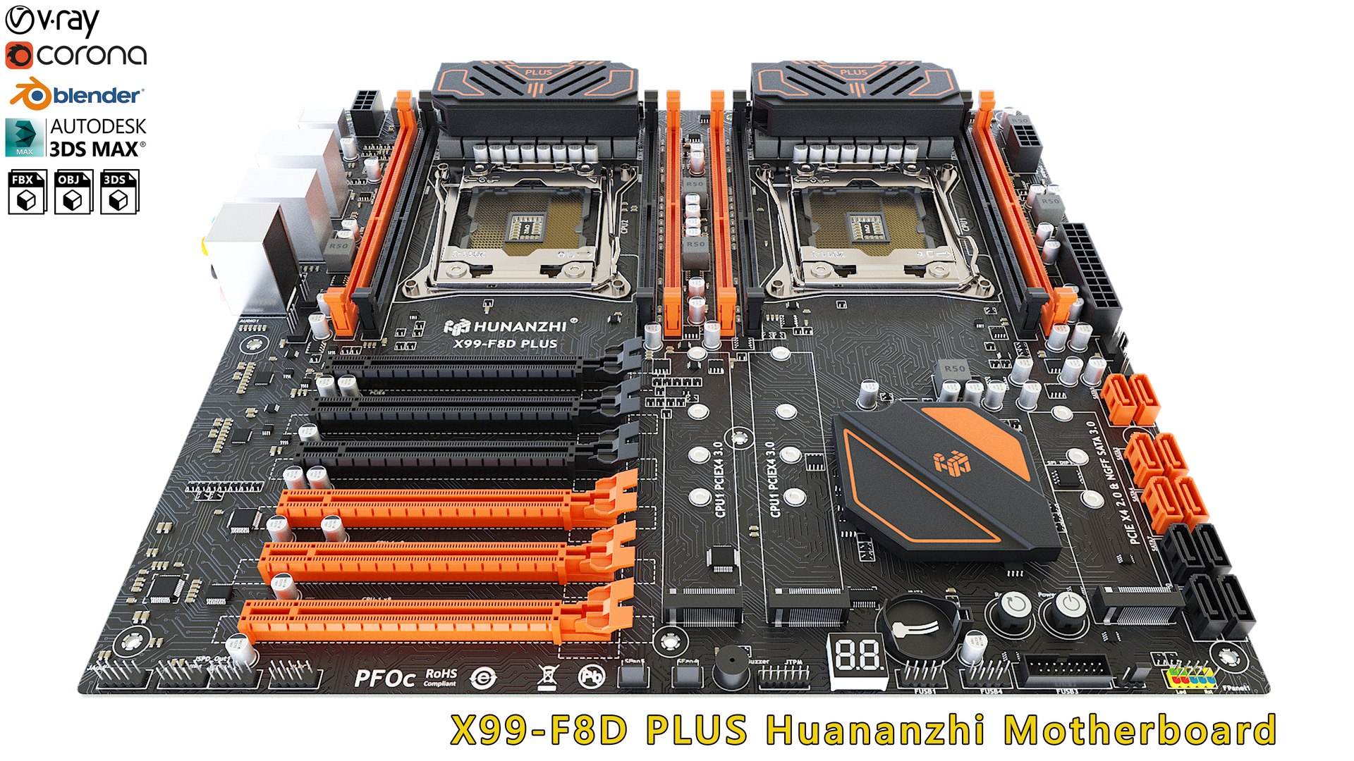 3D X99-F8D PLUS Huananzhi Motherboard - TurboSquid 2199448