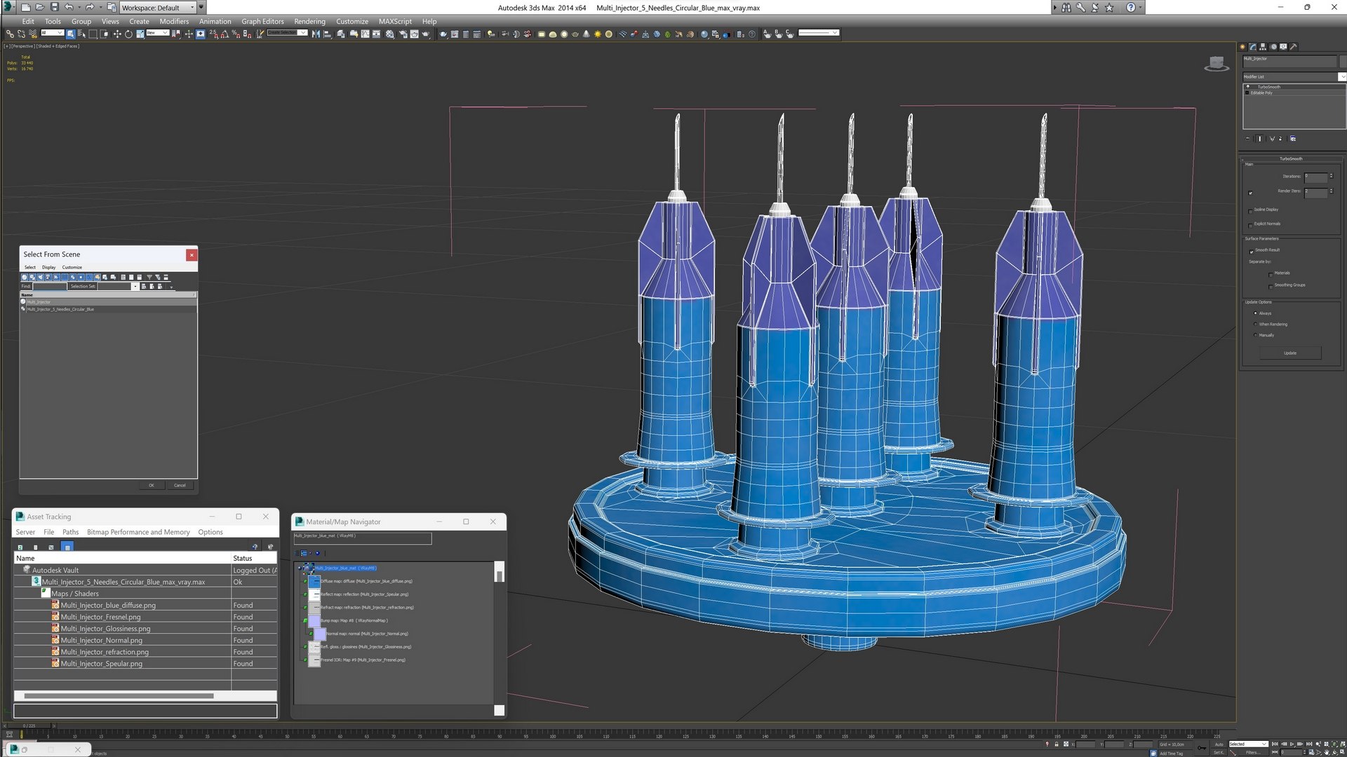 Multi Injector 5 Needles Circular Blue 3D Model - TurboSquid 2247567