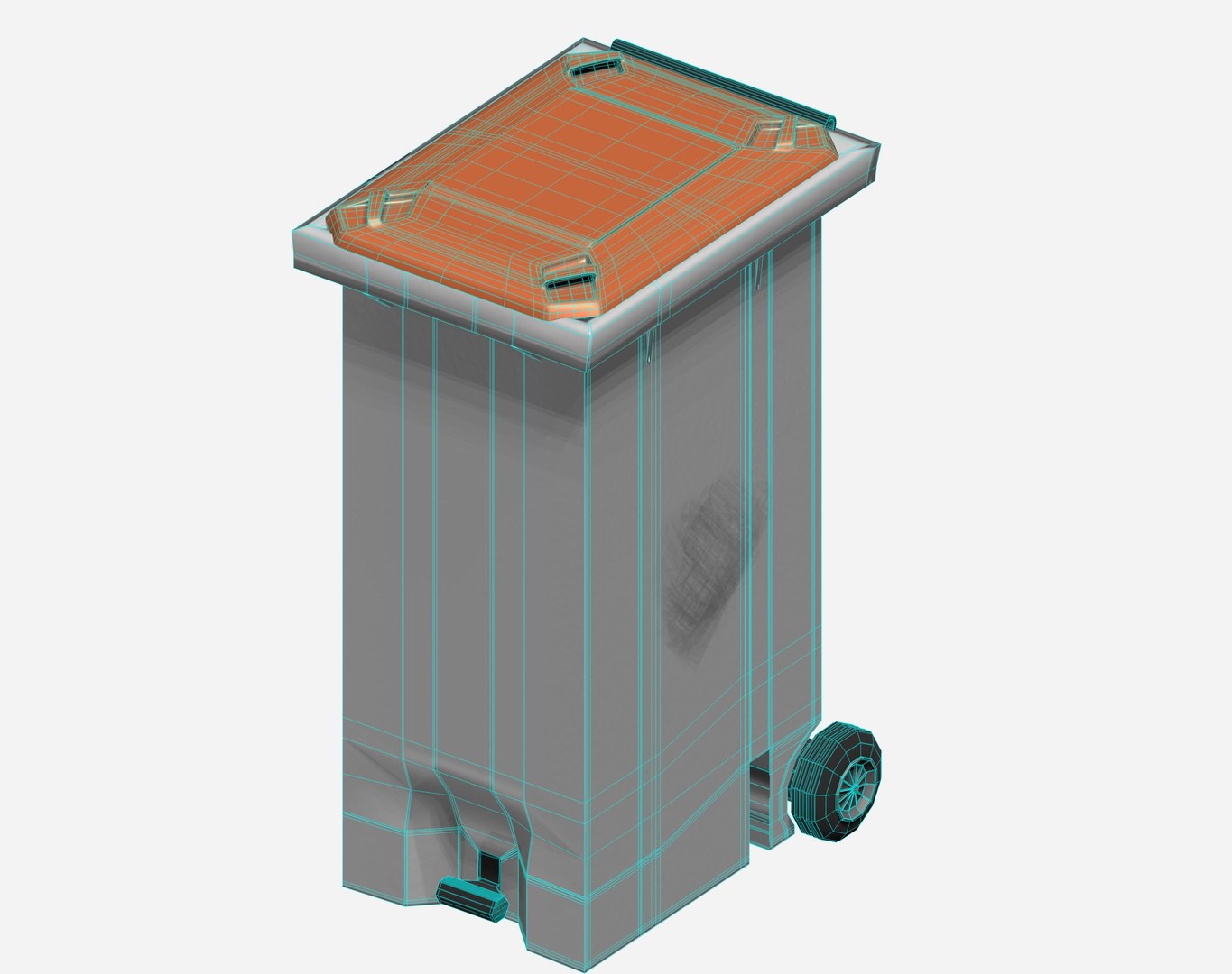 Plastic big street waste bin with wheels and top cover 3D model ...