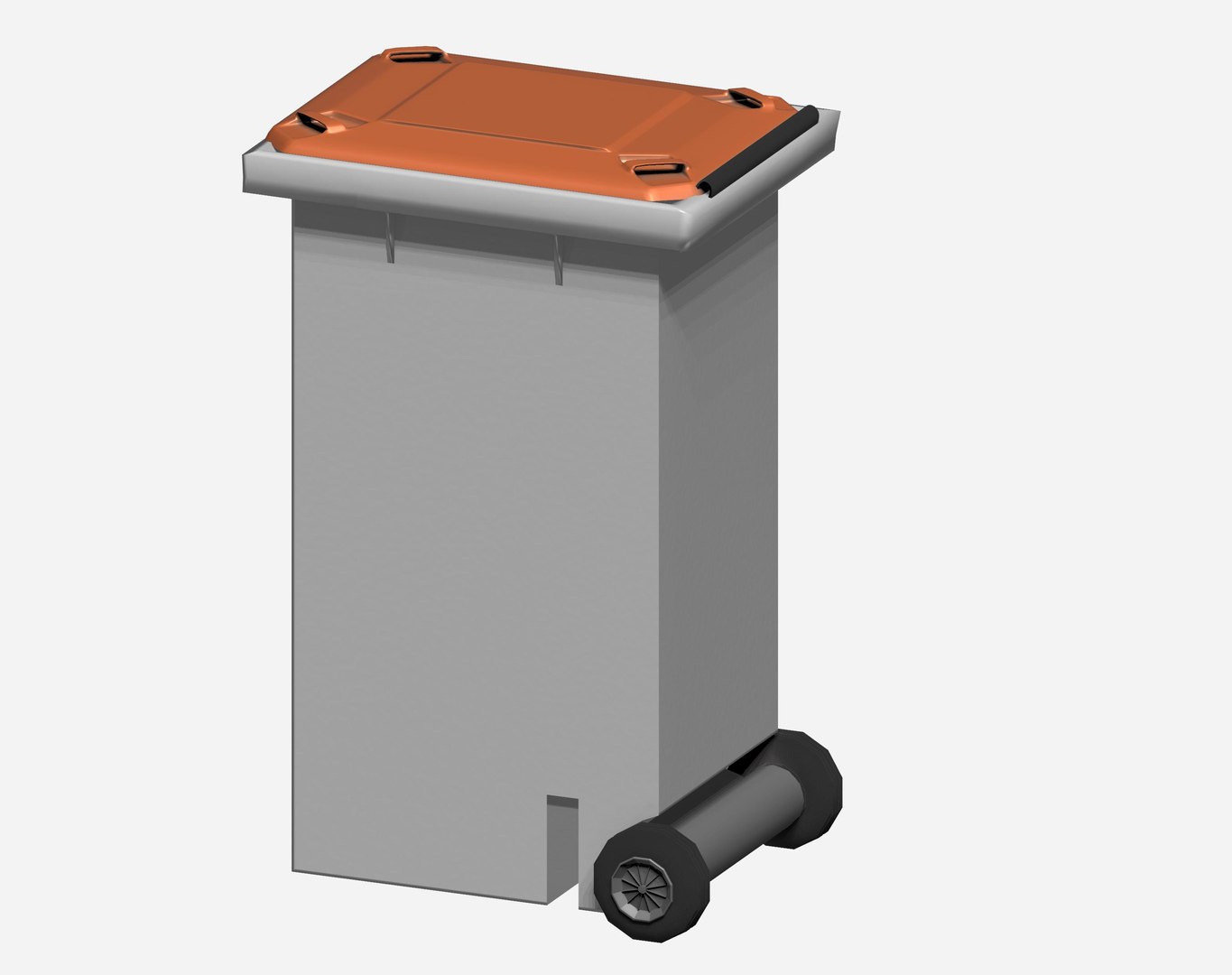 Plastic big street waste bin with wheels and top cover 3D model ...