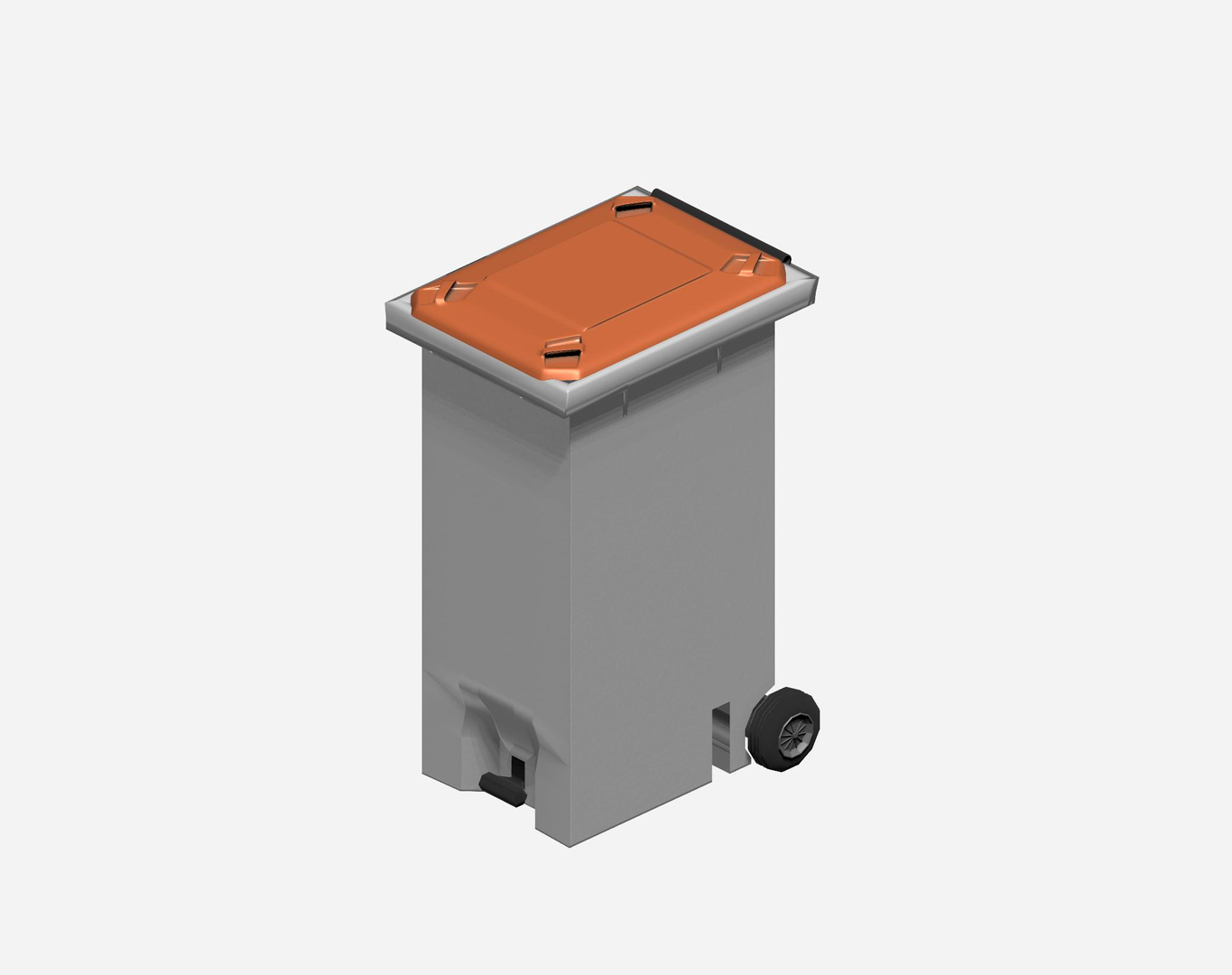 Plastic big street waste bin with wheels and top cover 3D model ...