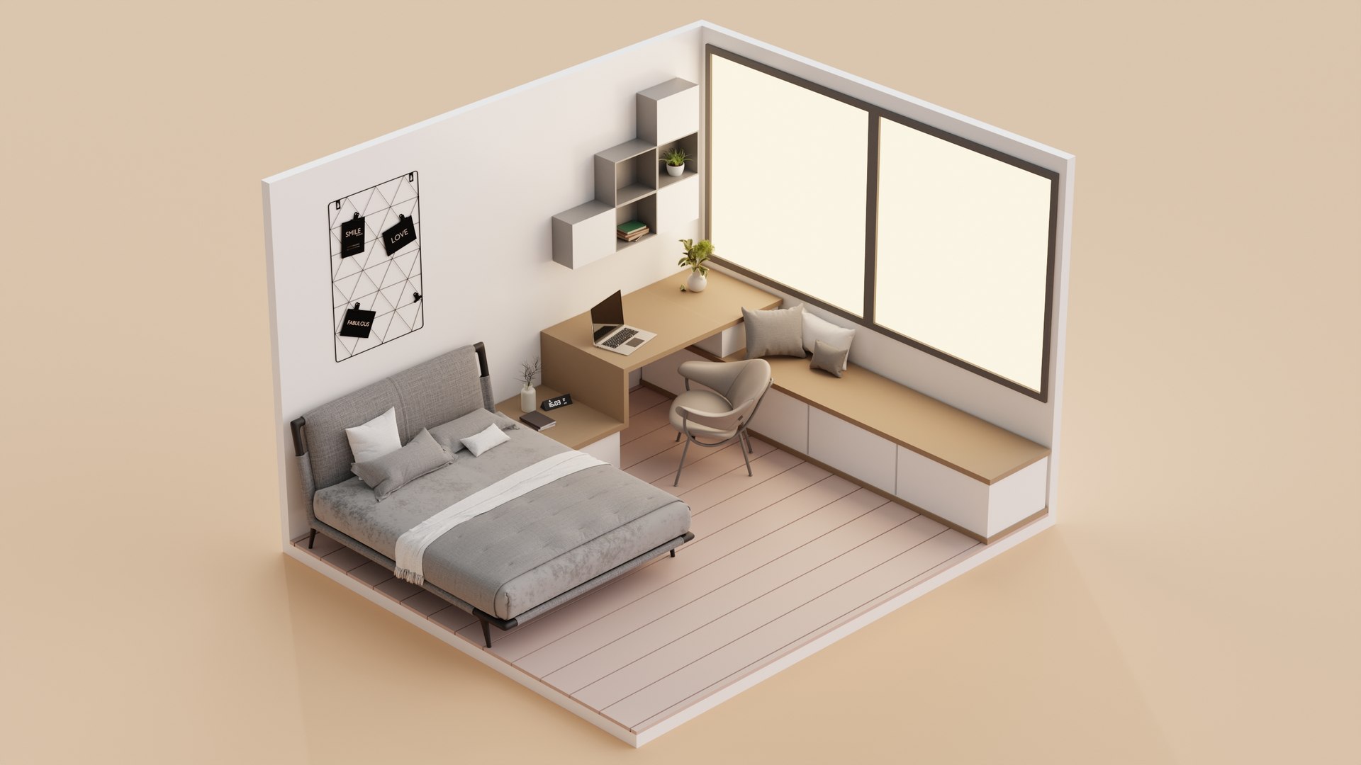 Bedroom Isometric Interior 3D Model - TurboSquid 2096987
