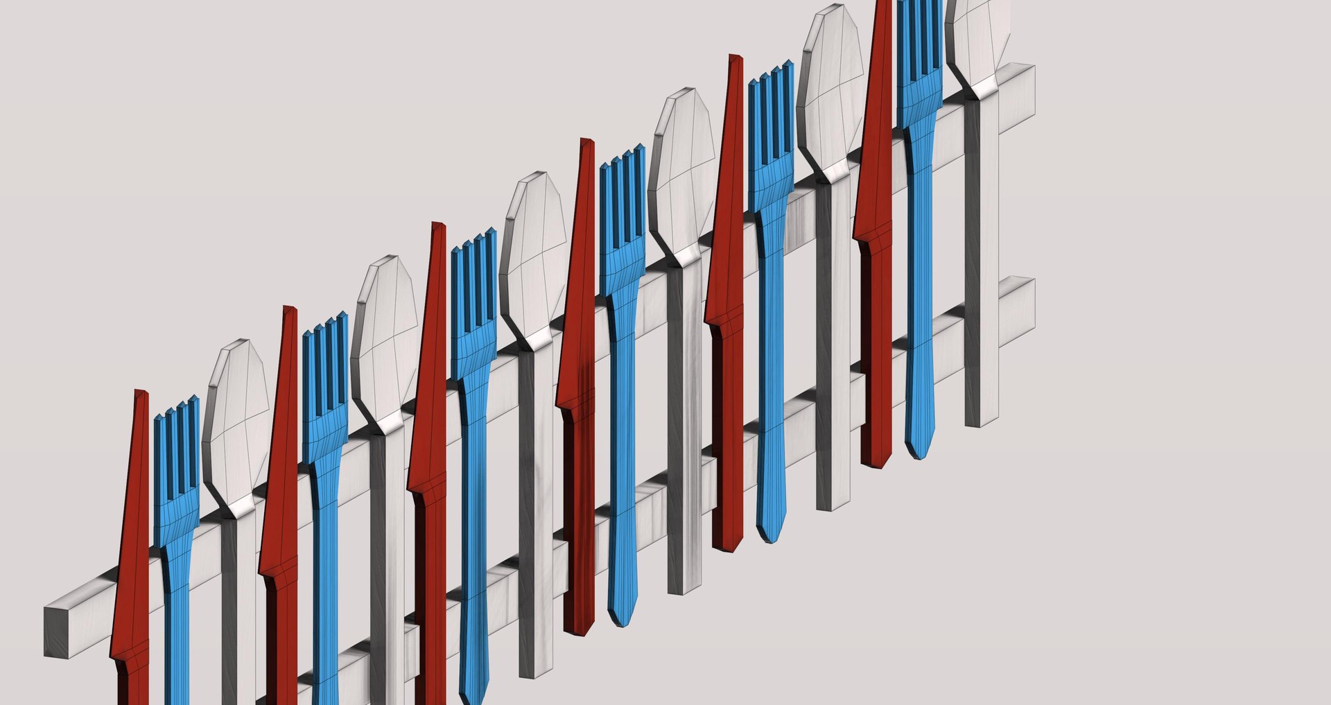 3D Model Modular Spoon And Forty Style Fence Set - TurboSquid 1955571