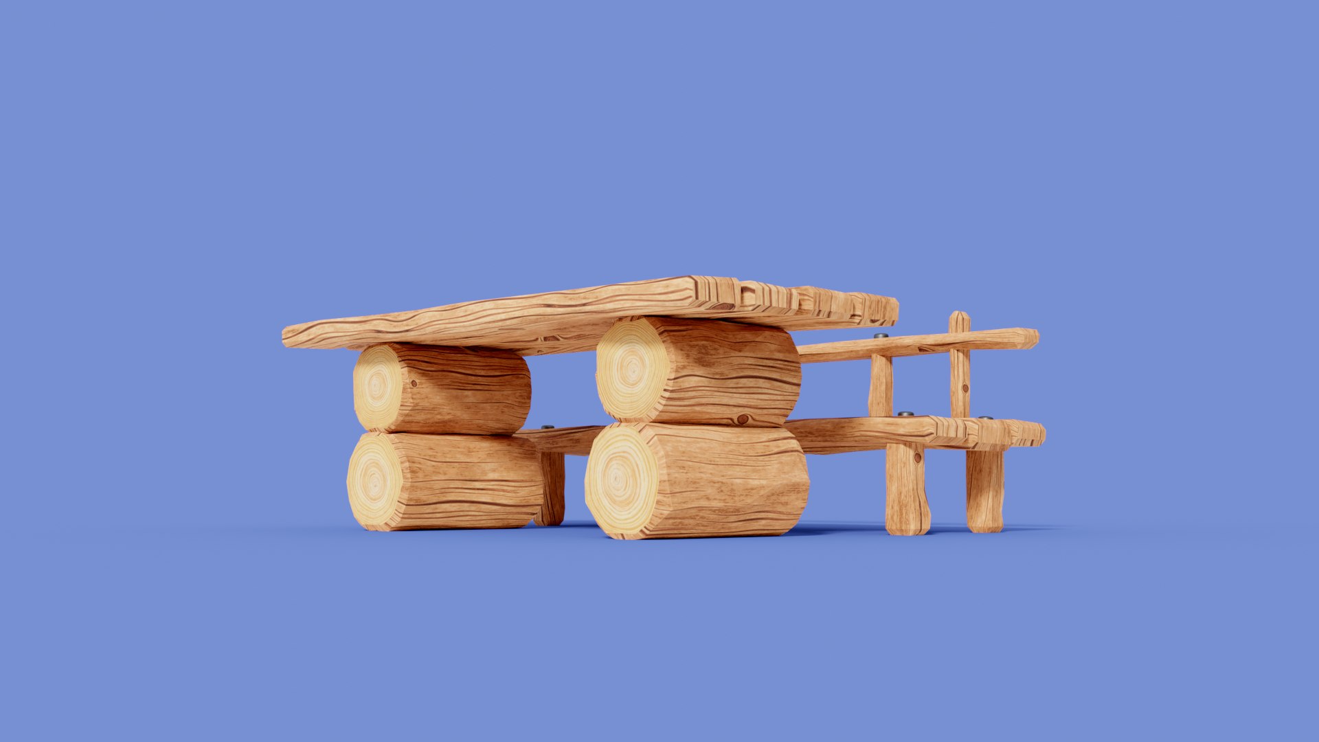 3D STYLIZED WOODEN TABLE WITH BENCH - TurboSquid 1969990