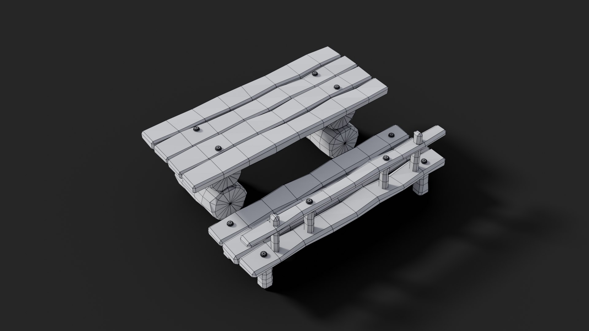 3D STYLIZED WOODEN TABLE WITH BENCH - TurboSquid 1969990