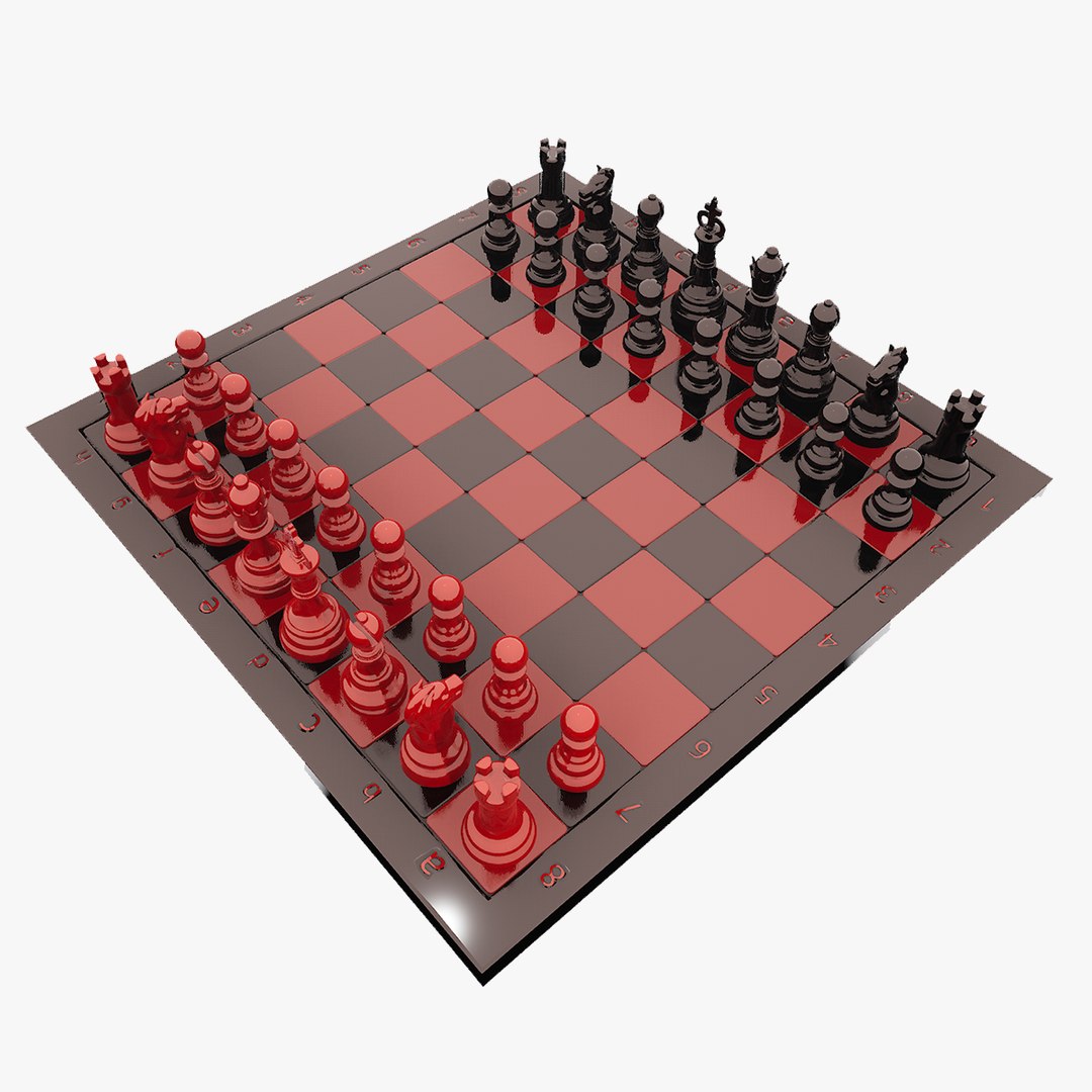 3D Model Red Chess Set 01 - TurboSquid 1899787