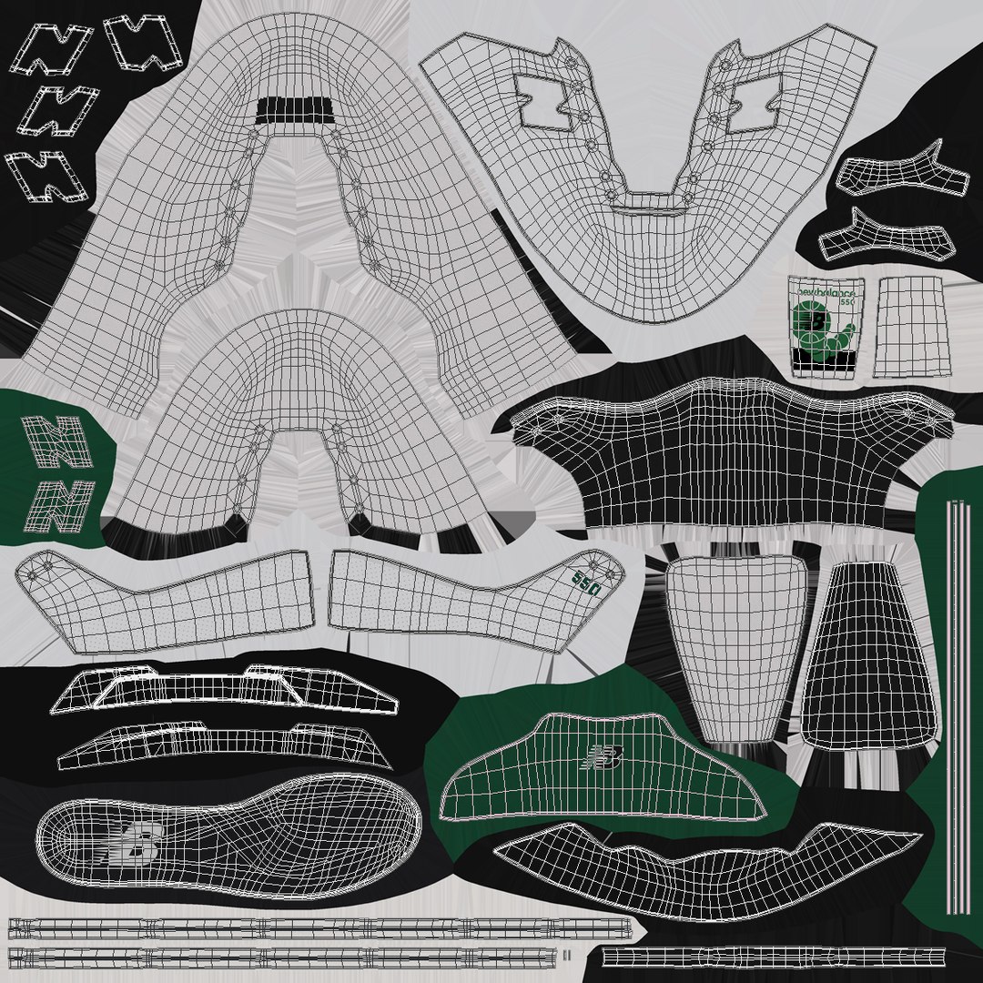 3D New Balance 550 Green Black Model - TurboSquid 1975657