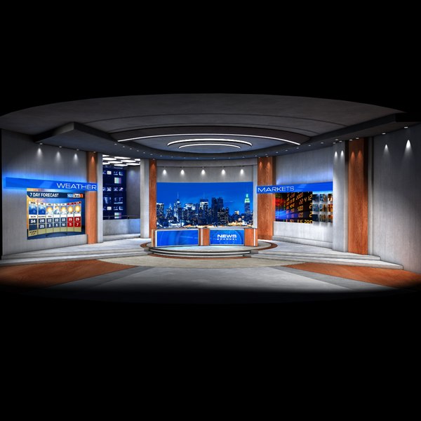 european news studio 3d model