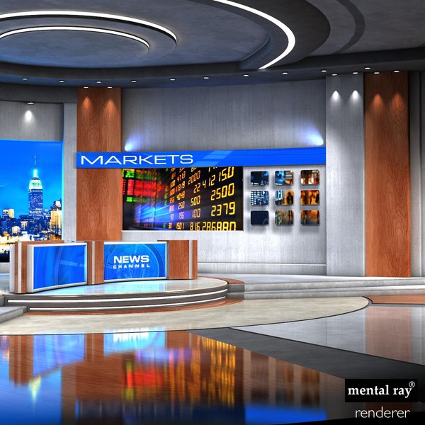 european news studio 3d model