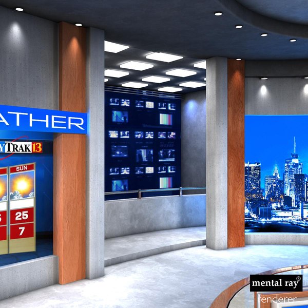 european news studio 3d model