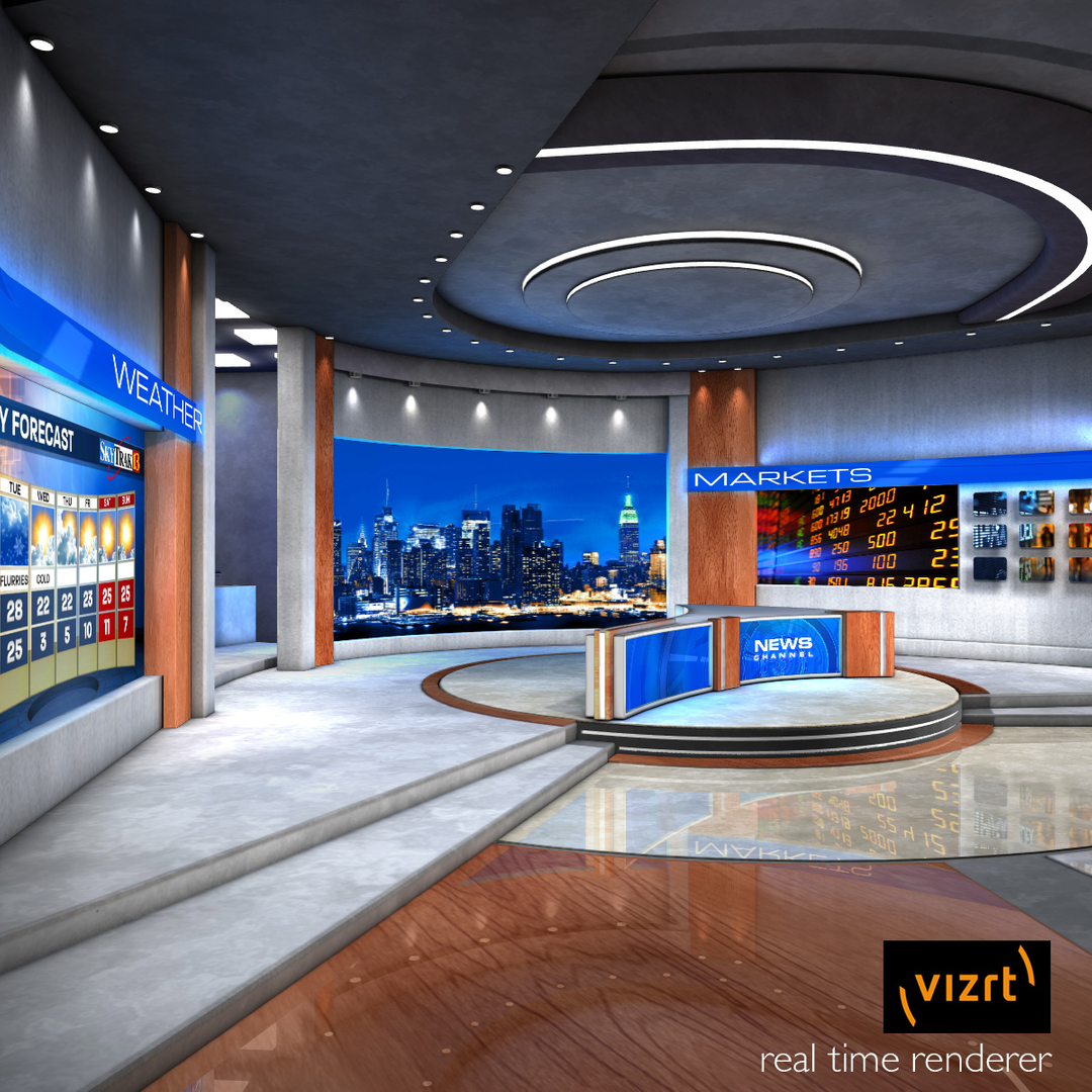 european news studio 3d model