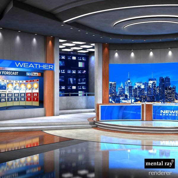 european news studio 3d model