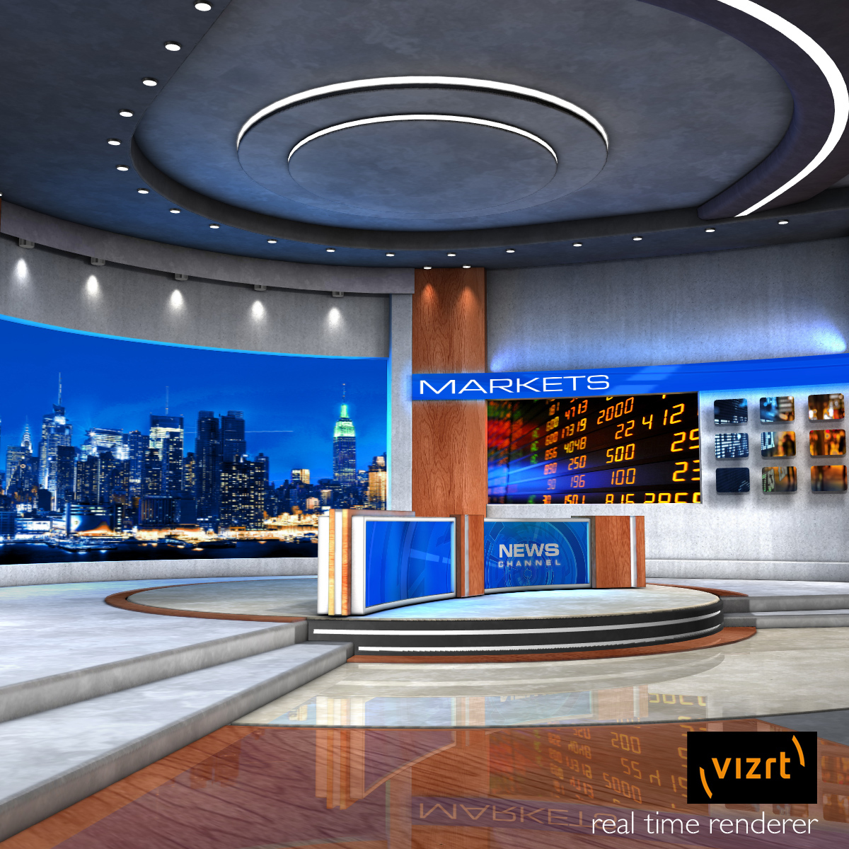 european news studio 3d model