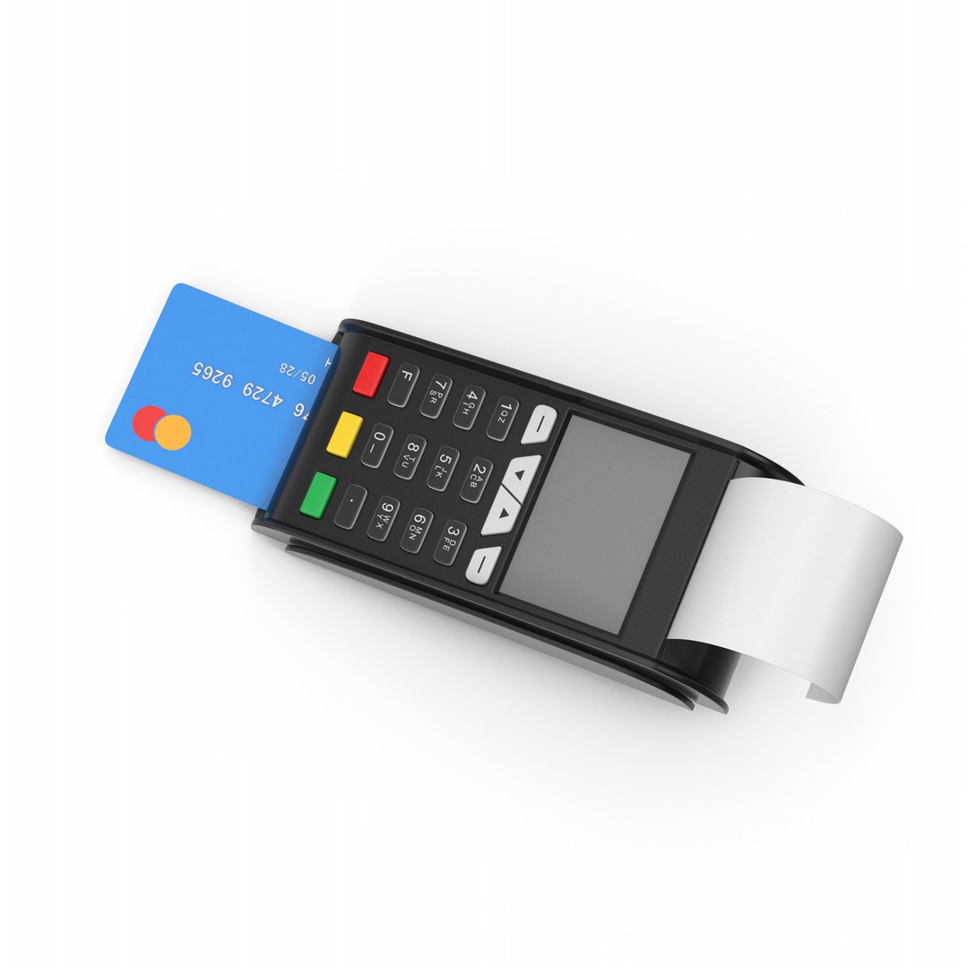 3D Model Pos Terminal With Credit Card - TurboSquid 2472562