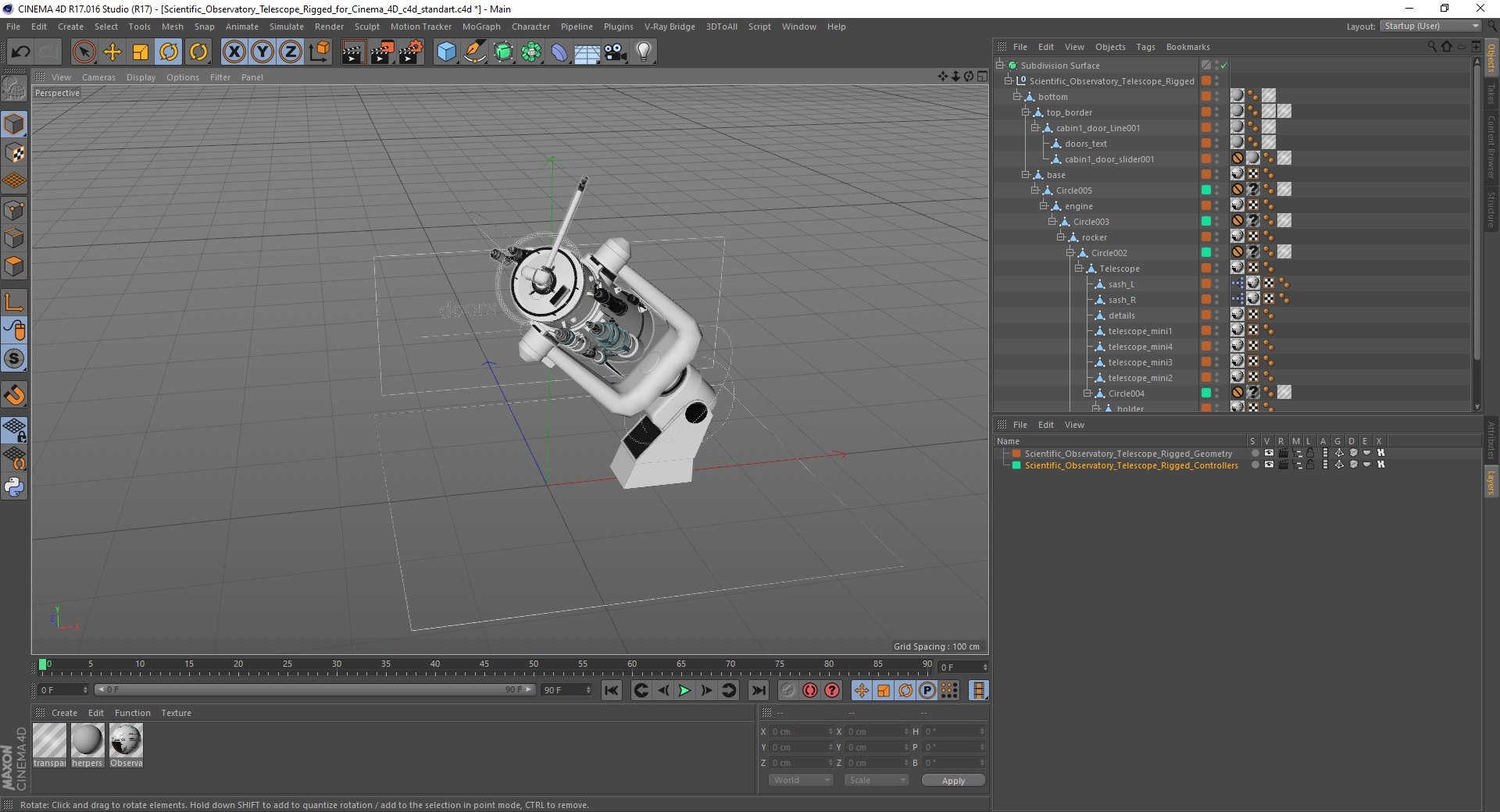 3D Scientific Observatory Telescope Rigged for Cinema 4D - TurboSquid ...