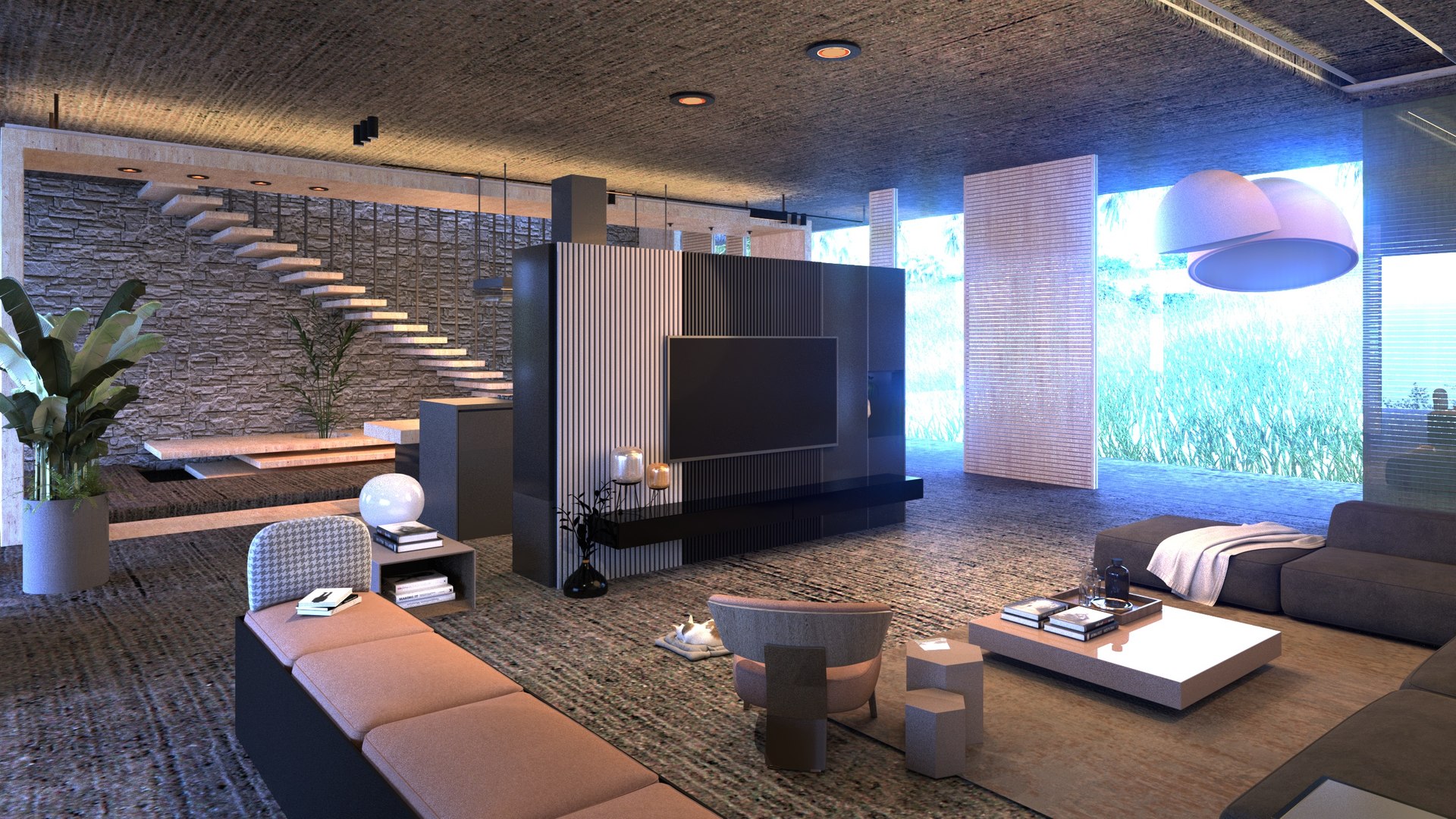 Folding Modern Architecture Beach House Villa Vray 3D Model ...