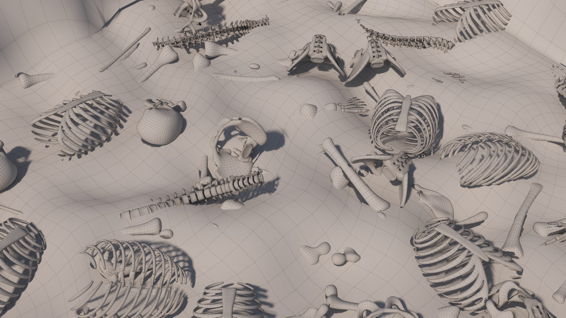 3D Grave Full Of Human Bones Skeletons Model - TurboSquid 2080624