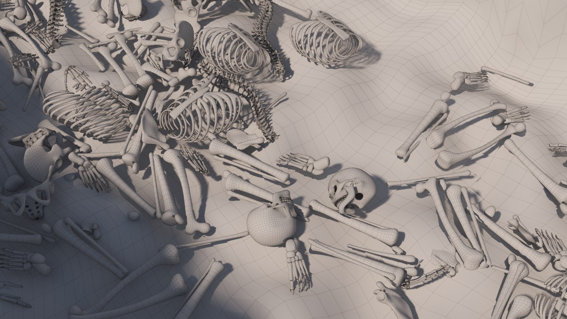 3D Grave Full Of Human Bones Skeletons Model - TurboSquid 2080624