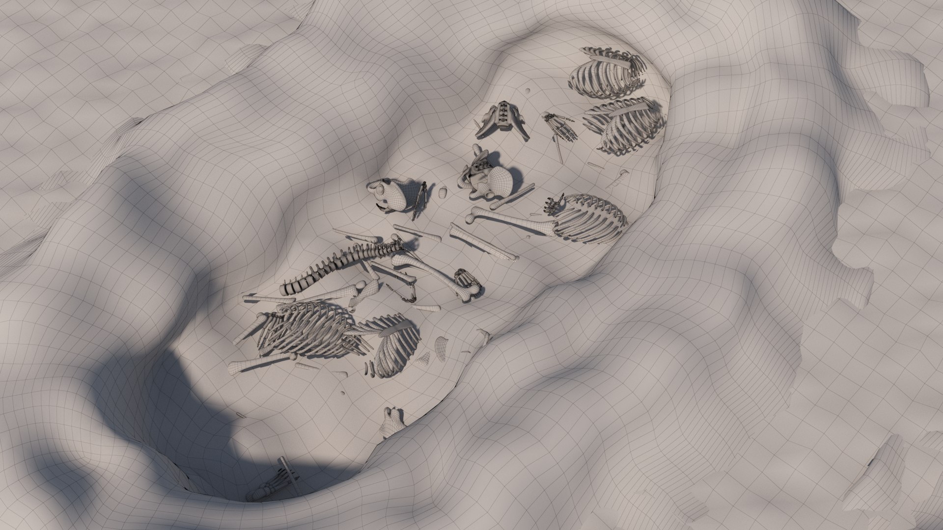 3D Grave Full Of Human Bones Skeletons Model - TurboSquid 2080624