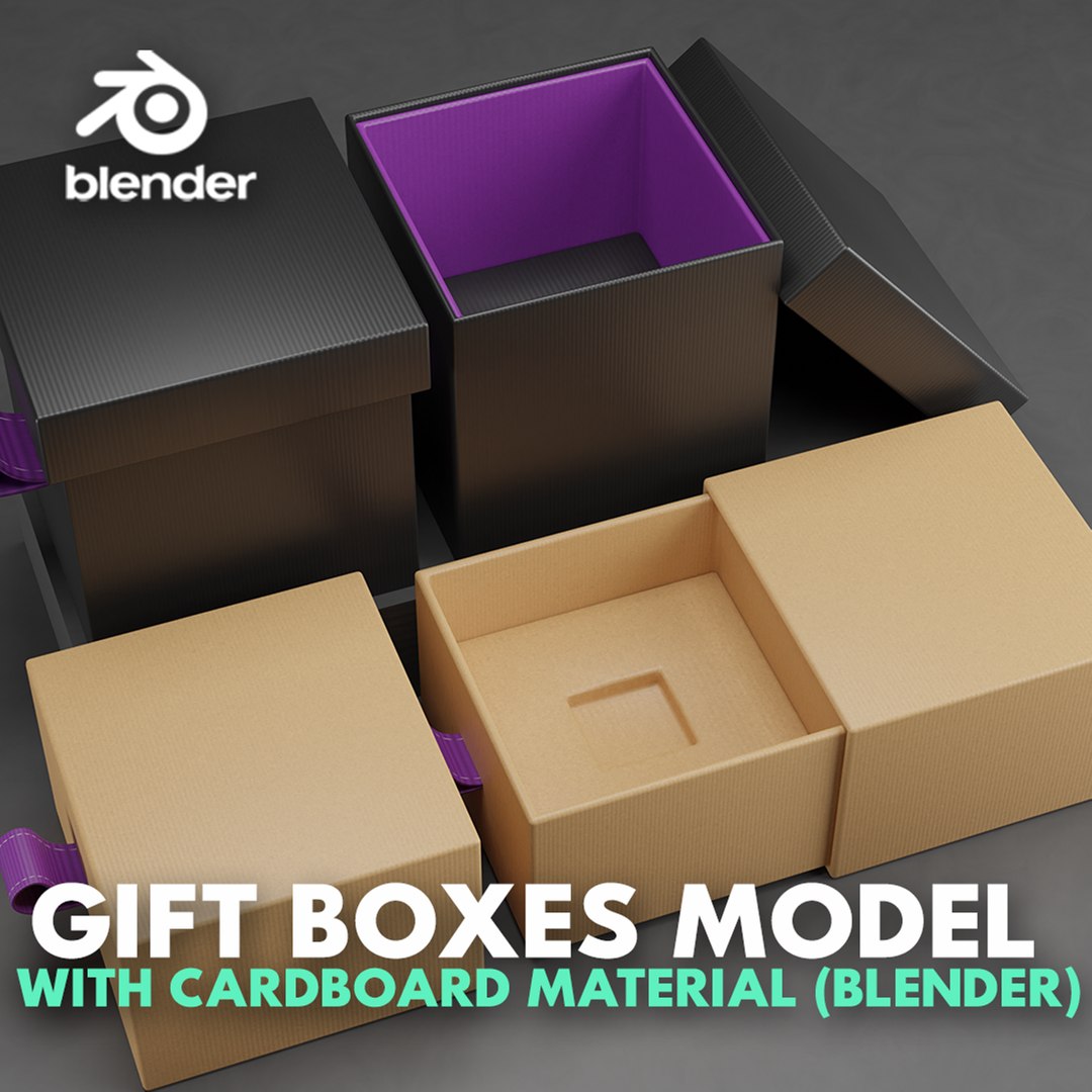 modelo 3d Gift Boxes Model with Cardboard Material Blender - TurboSquid ...