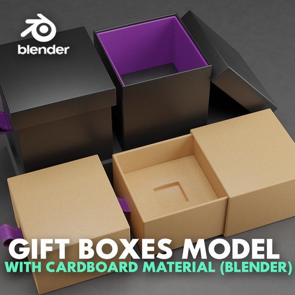modelo 3d Gift Boxes Model with Cardboard Material Blender - TurboSquid ...
