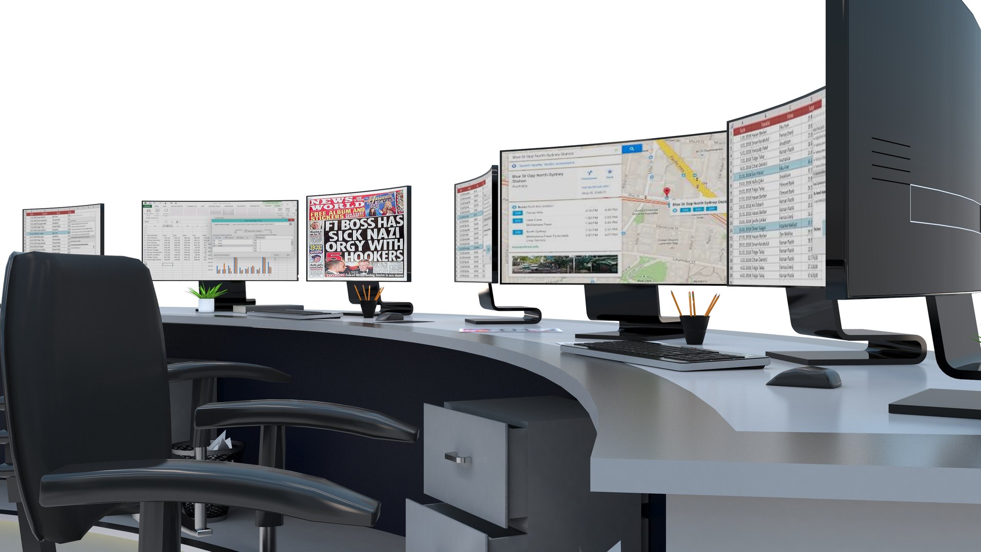 Office Work Desk Collections 3D model - TurboSquid 1943818