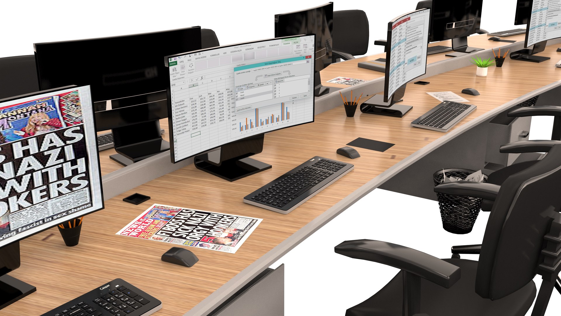 Office Work Desk Collections 3D model - TurboSquid 1943818