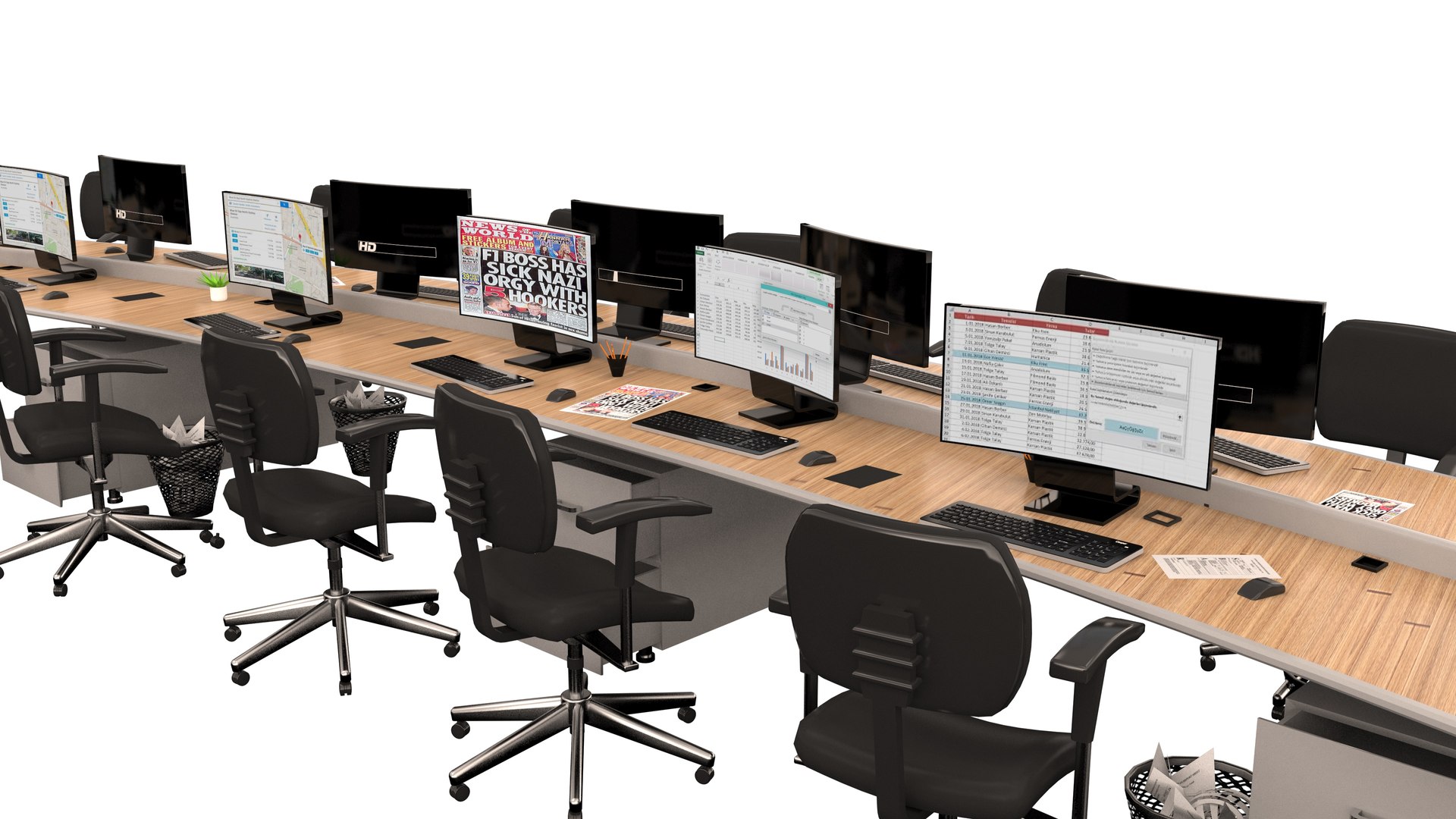Office Work Desk Collections 3D model - TurboSquid 1943818