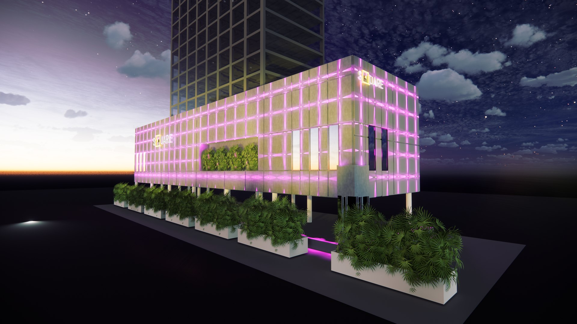 3D BUILDING HOTEL MARKET WITH LIGHTING model - TurboSquid 2105511