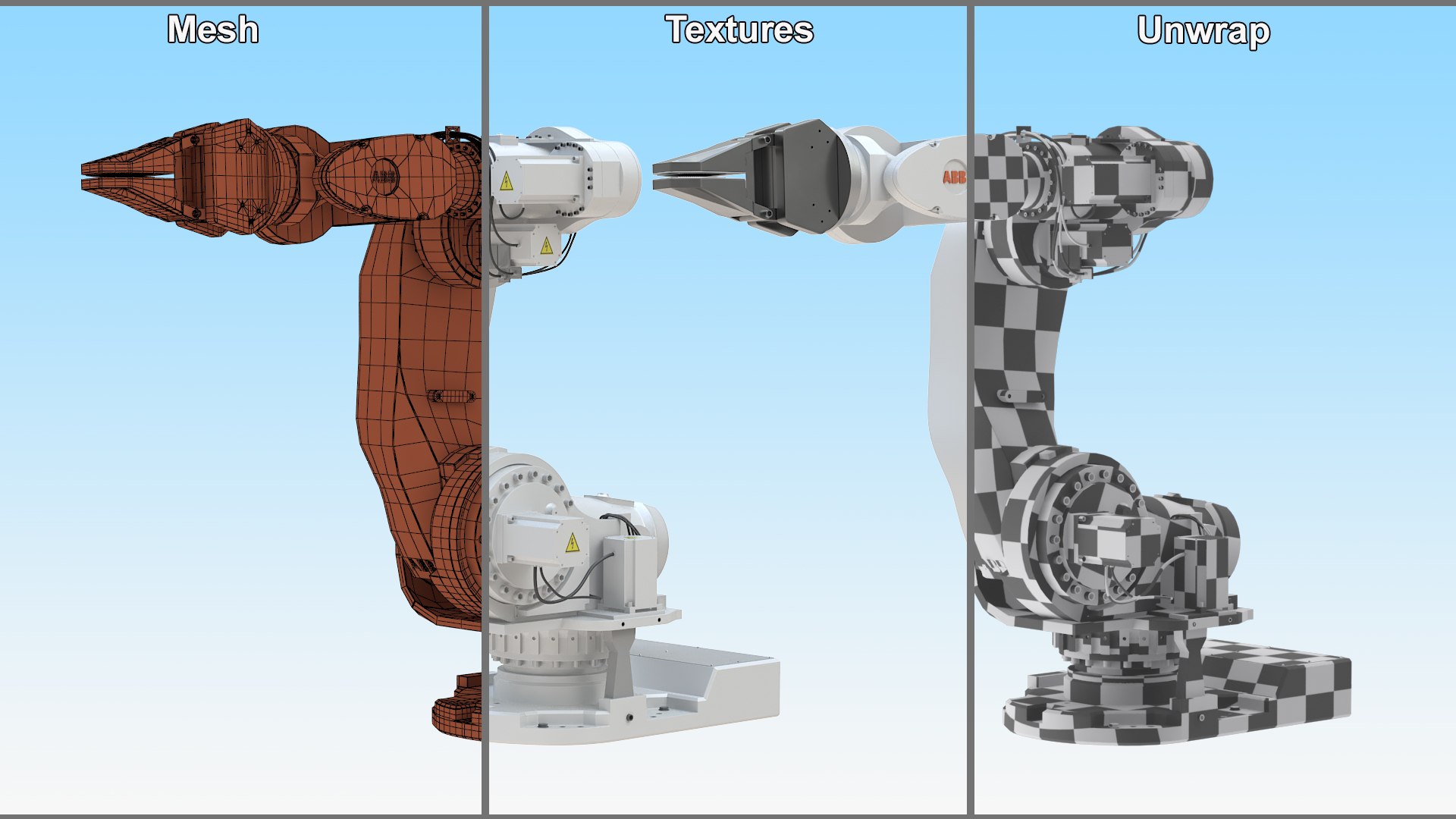 ABB 7600 Industrial Robot With Gripper White Rigged For Maya 3D Model ...
