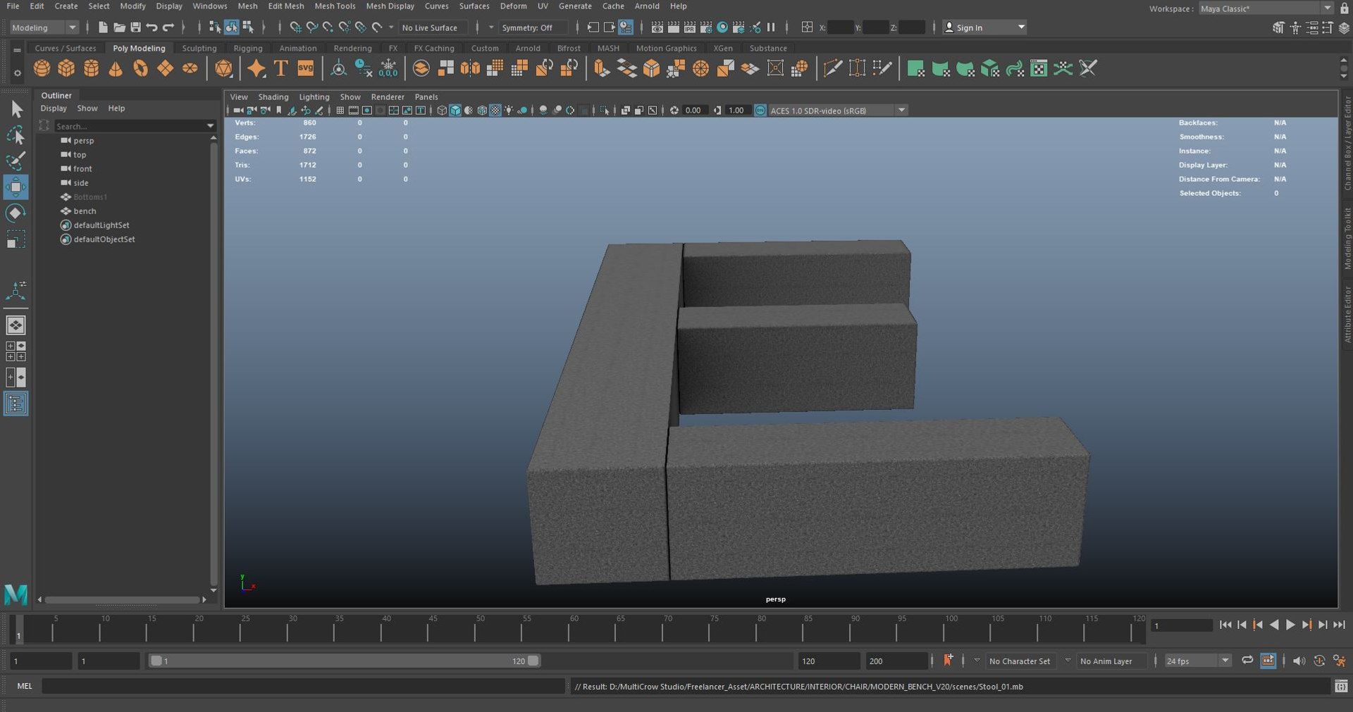 Modern Bench E Type 3D Model AR VR PBR 3D - TurboSquid 1993430