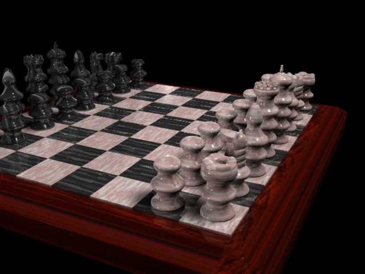 Realistic Marble Chess Set 3d Model