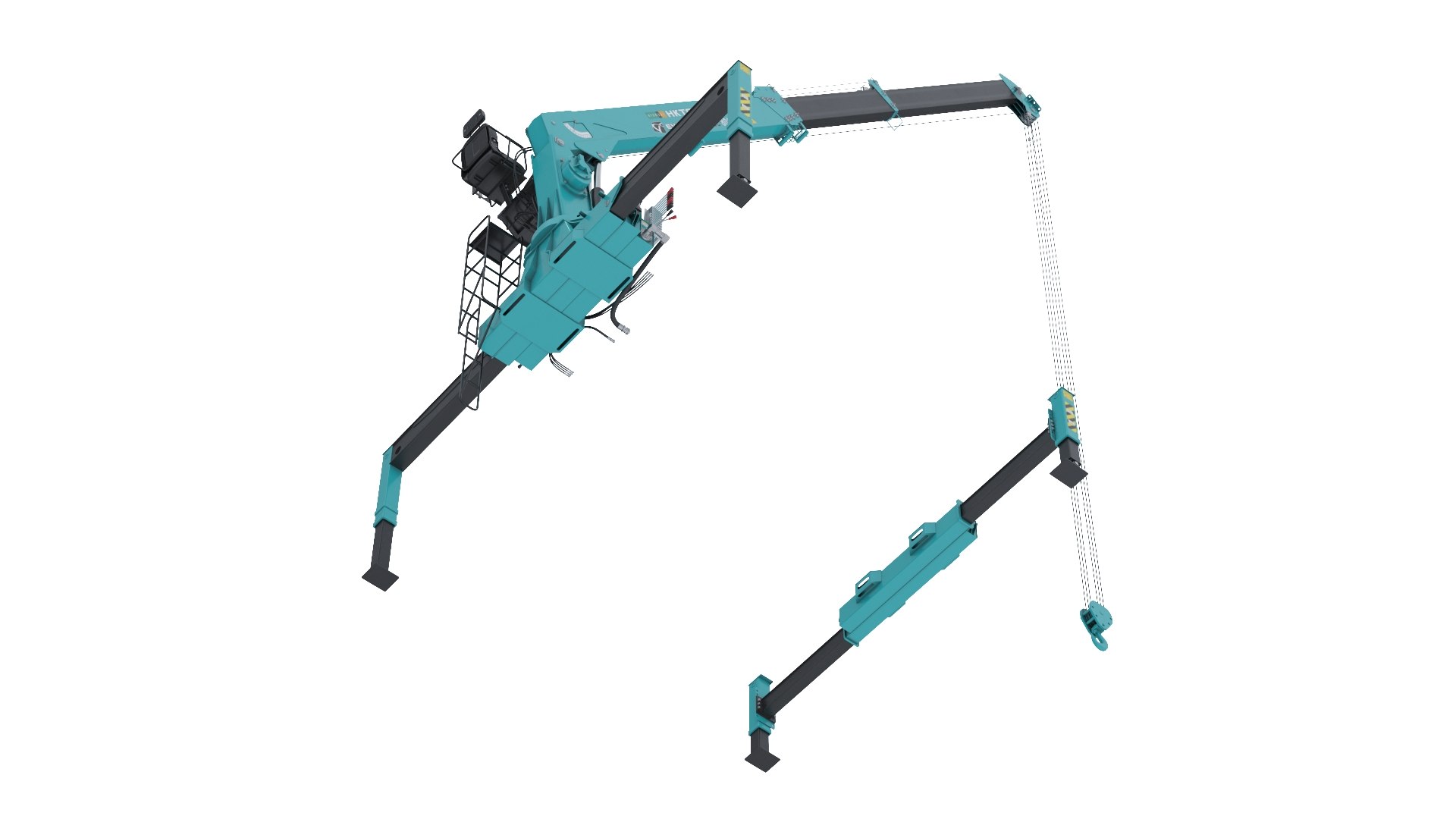 3D Hyundai HLC 8016 Crane With Telescopic Boom Raised Upwards ...