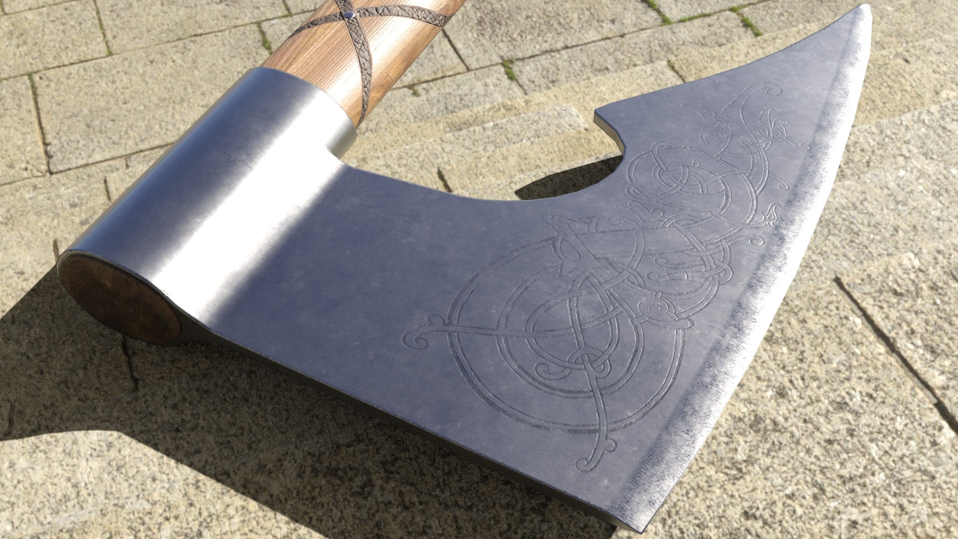 Historically Nordic Knotwork Axe 3D Model - TurboSquid 1422748
