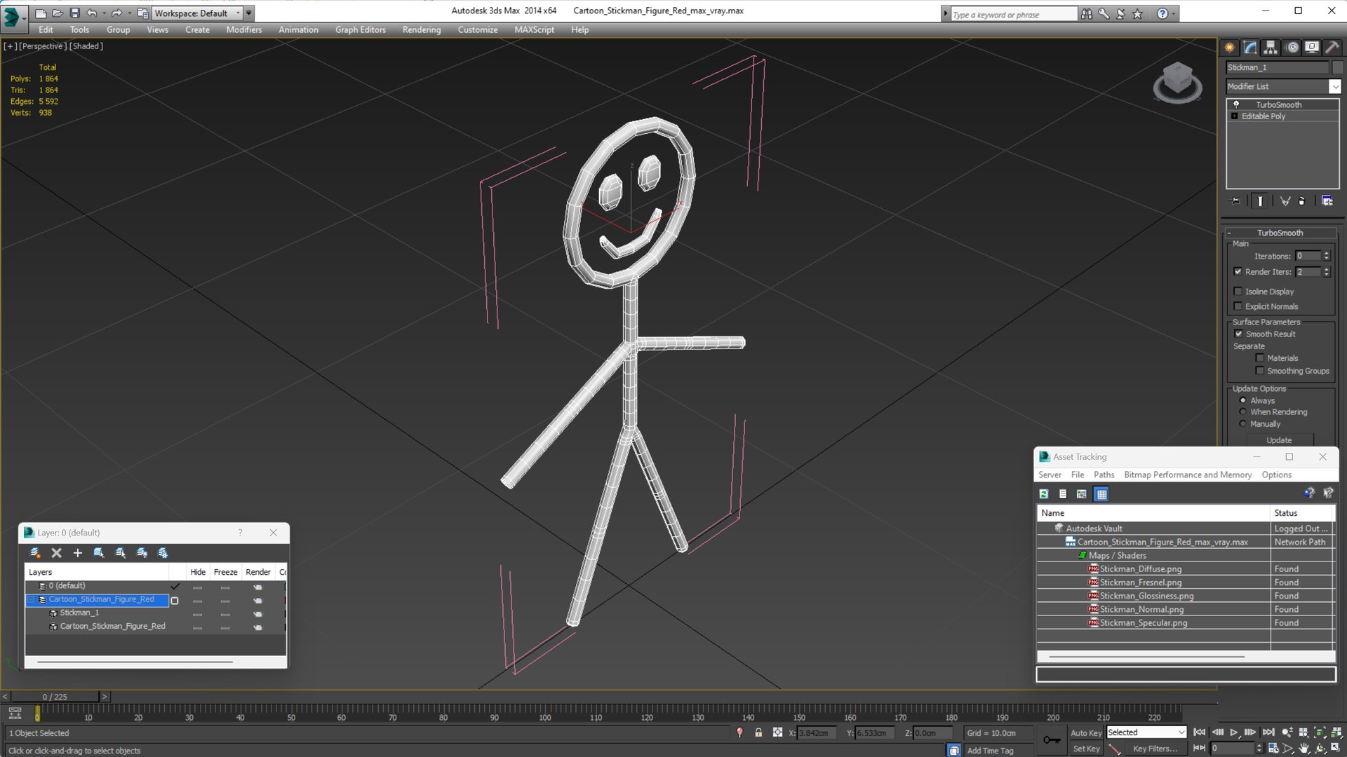3D Model Cartoon Stickman Figure Red - TurboSquid 2076126